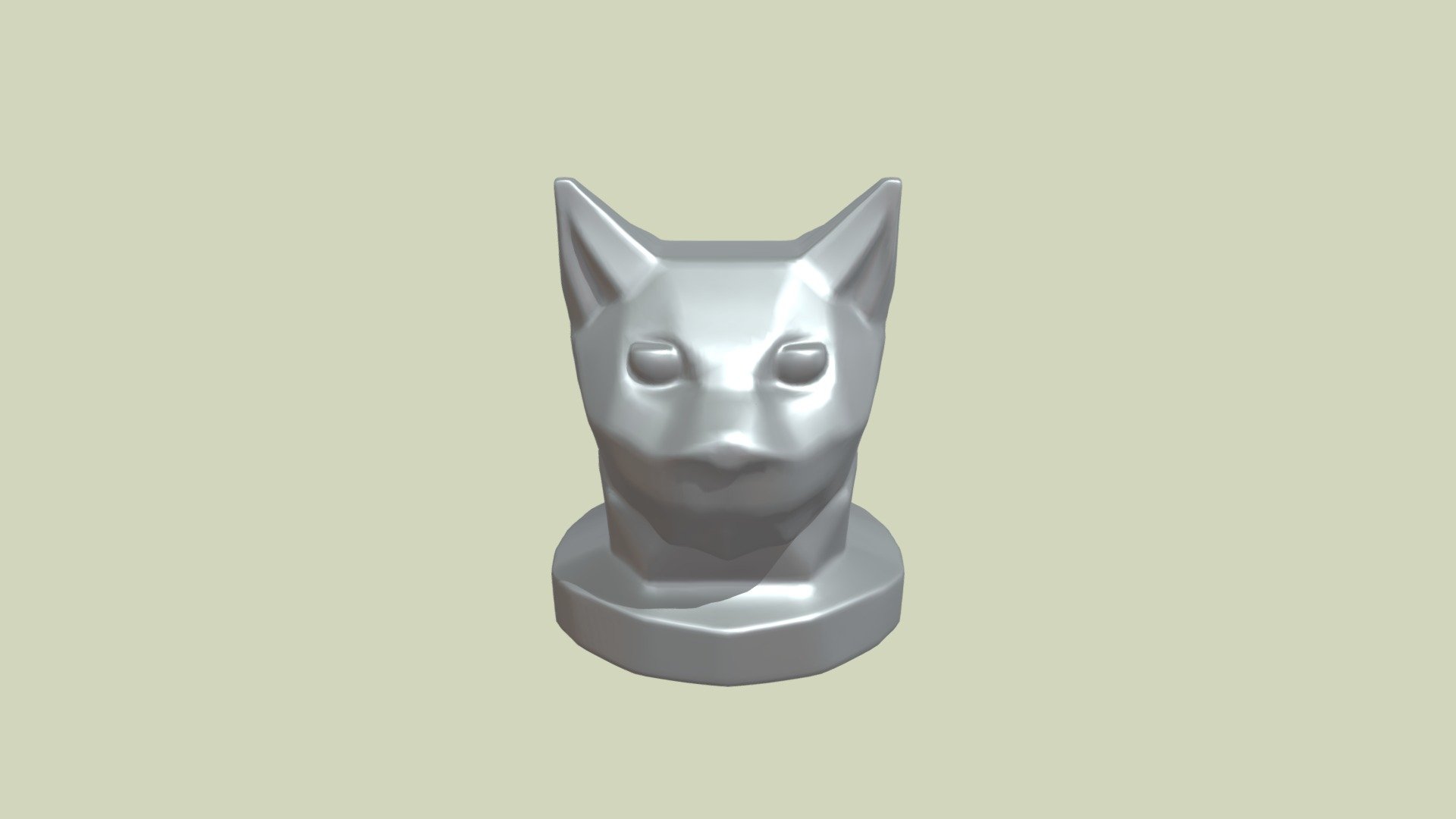 Low-poly cat bust sculpture with geometric feat - 3D model by ...