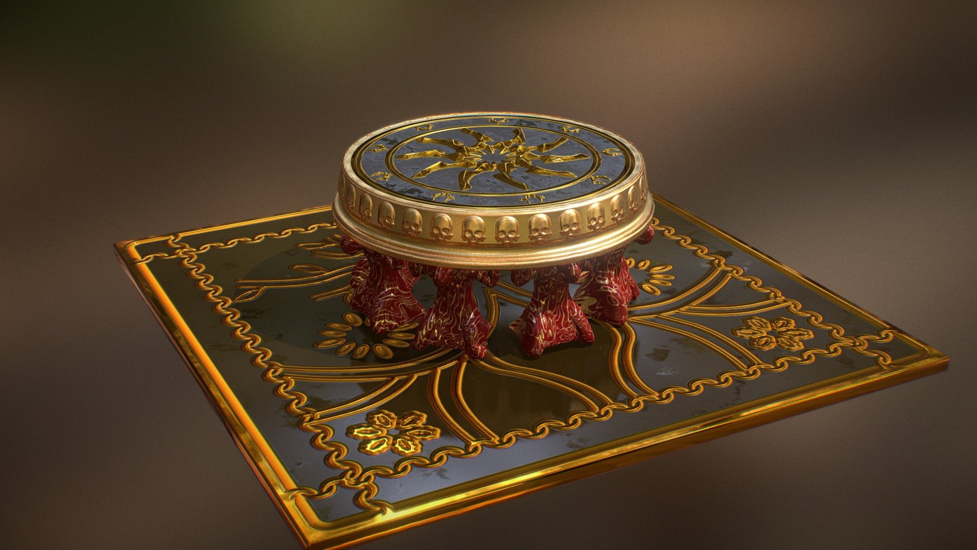 Golden Game Table - 3D model by 3D Chop Art (@3dchop) [d44e65a] - Sketchfab