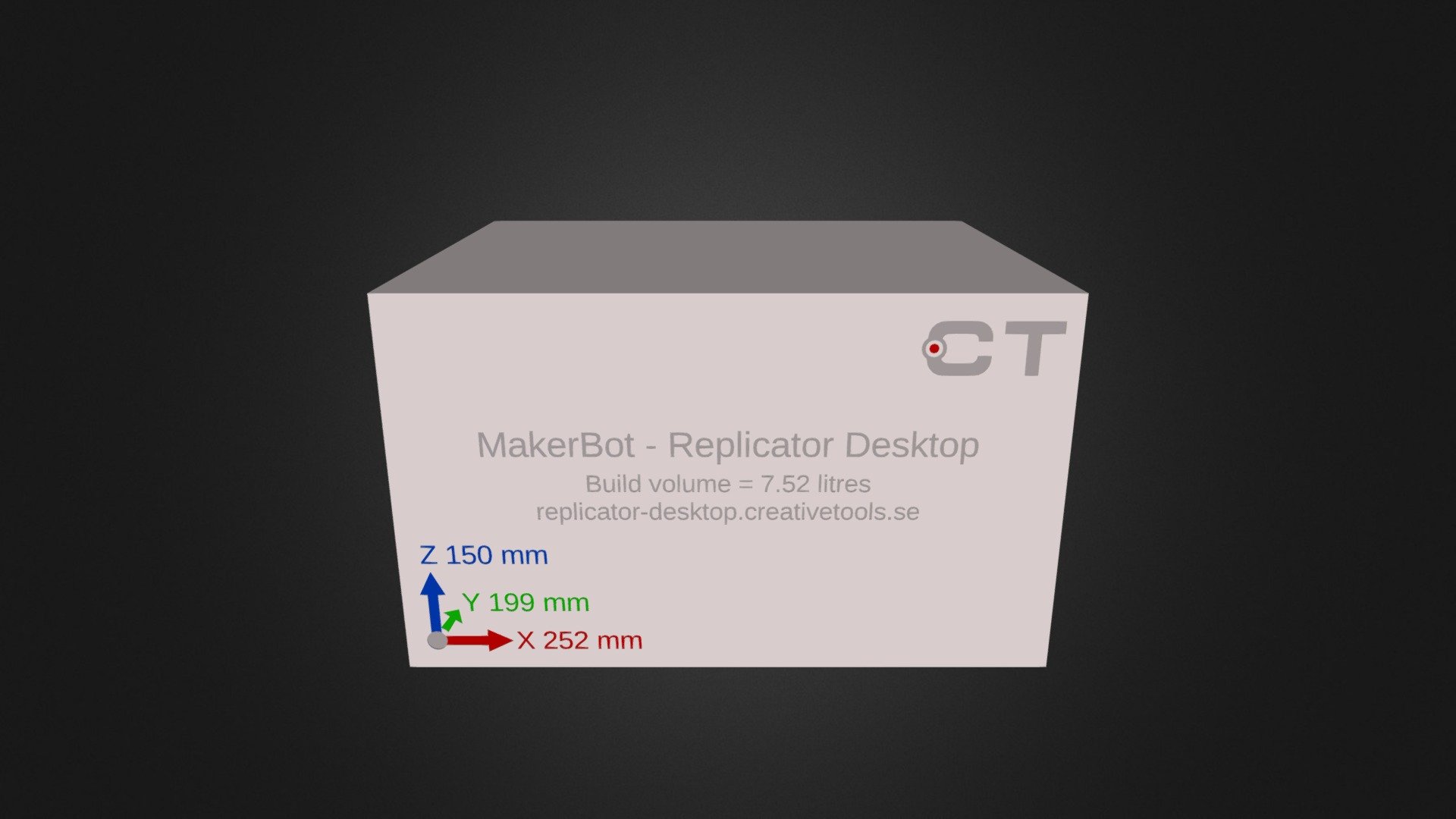 MakerBot Replicator Desktop print Build Volume - Download Free 3D model ...