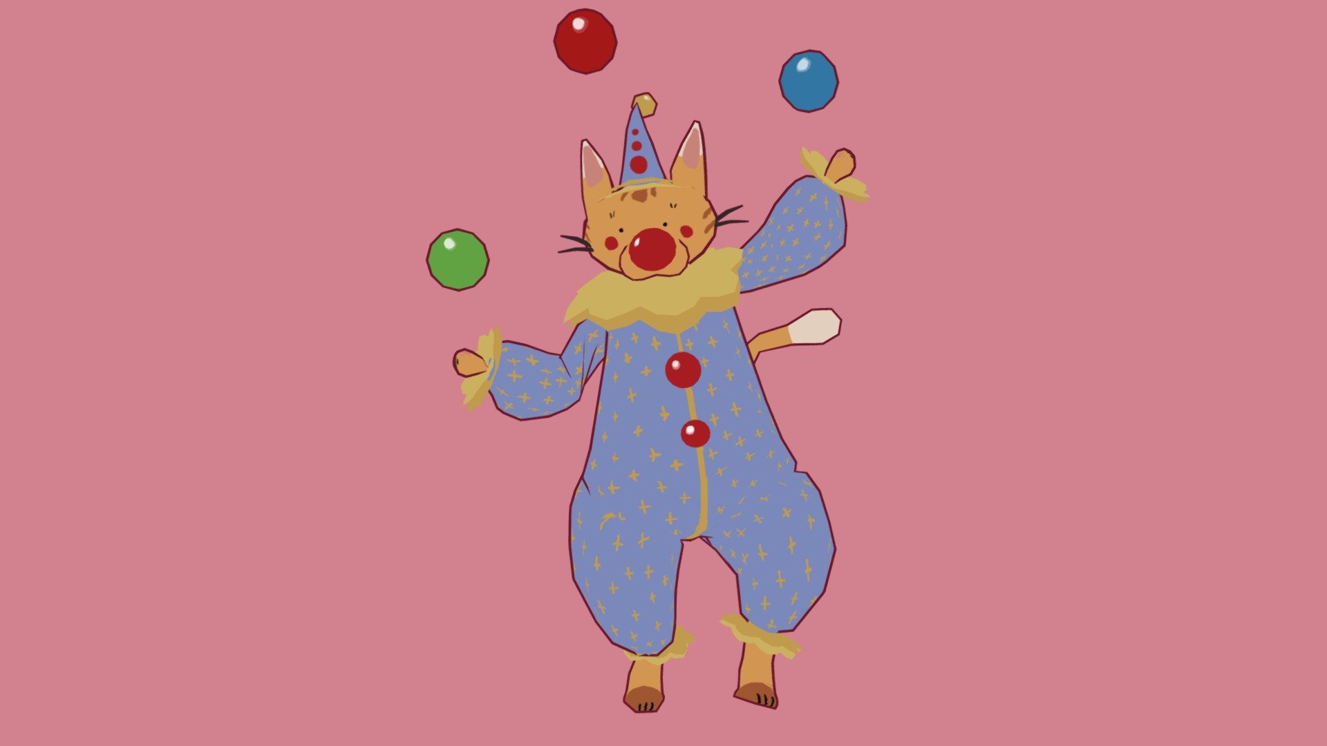 Juggling clown cat - 3D model by stargargoyle [d458362] - Sketchfab