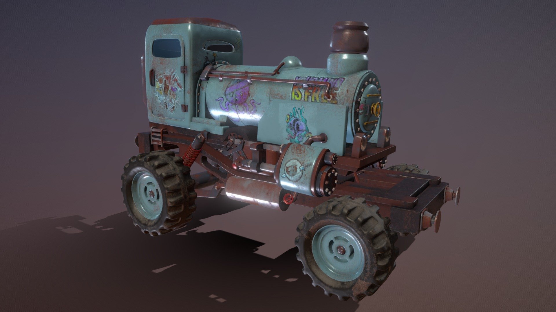 Rusty Stylized Steam Engine - Download Free 3D model by Ayush.D.Rana ...