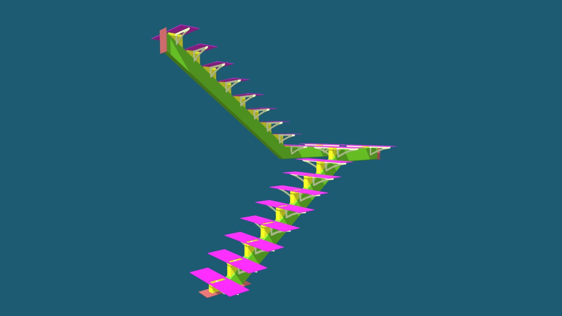 Modern Stairs - Single Stringer - Switchback Sta - 3D model by JD ...