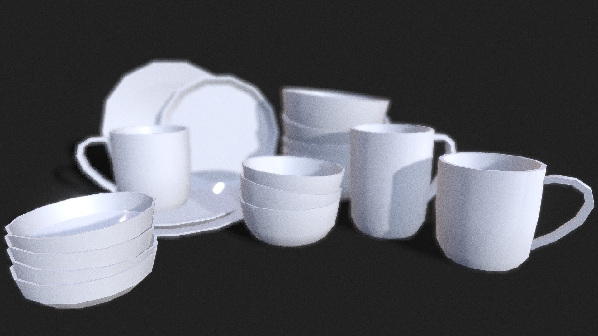 Kitchen Project: White and Glossy Dinner Ware - Download Free 3D model ...