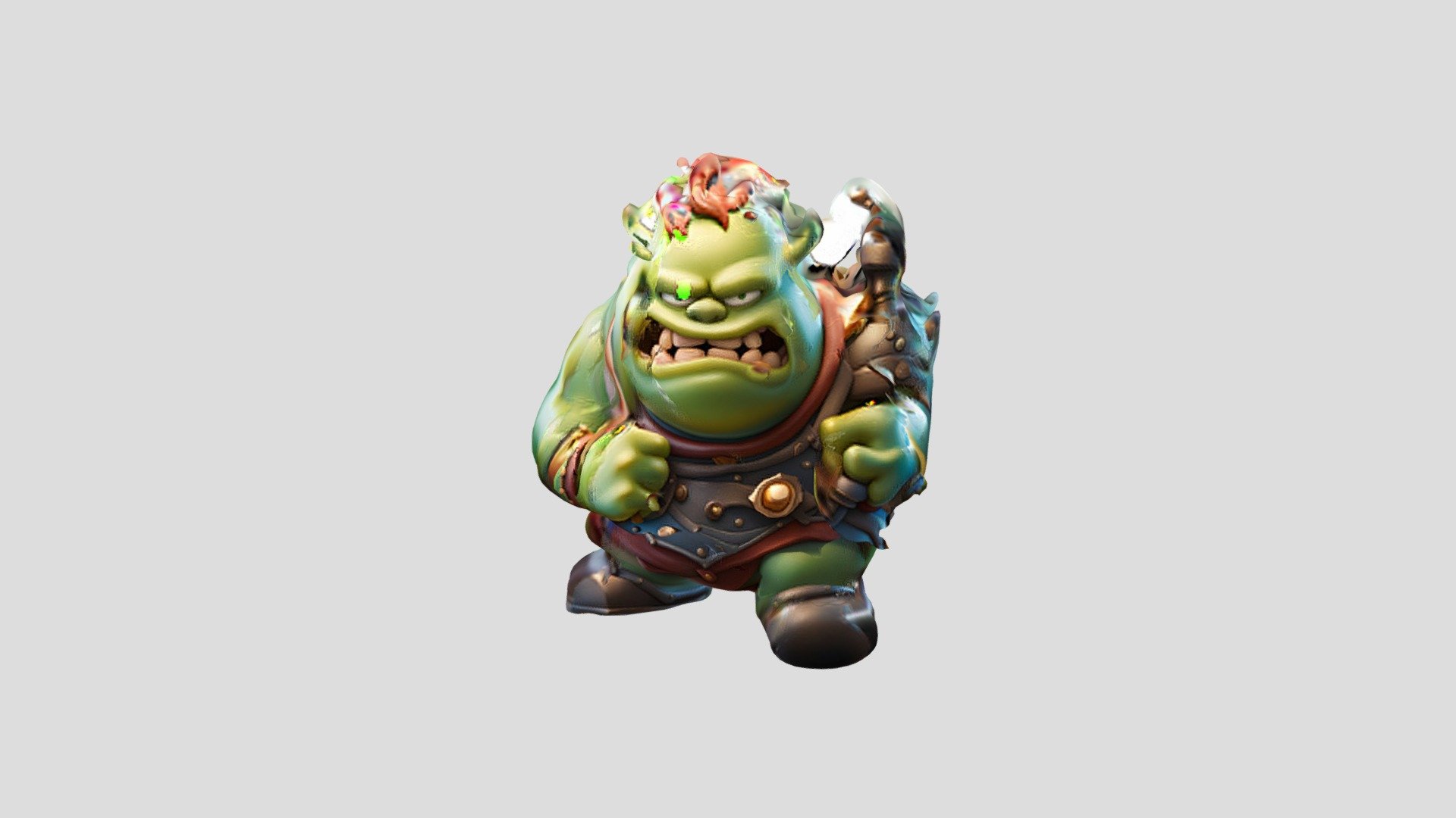 A cartoonish, green ogre with a hammer A cart - Download Free 3D model ...