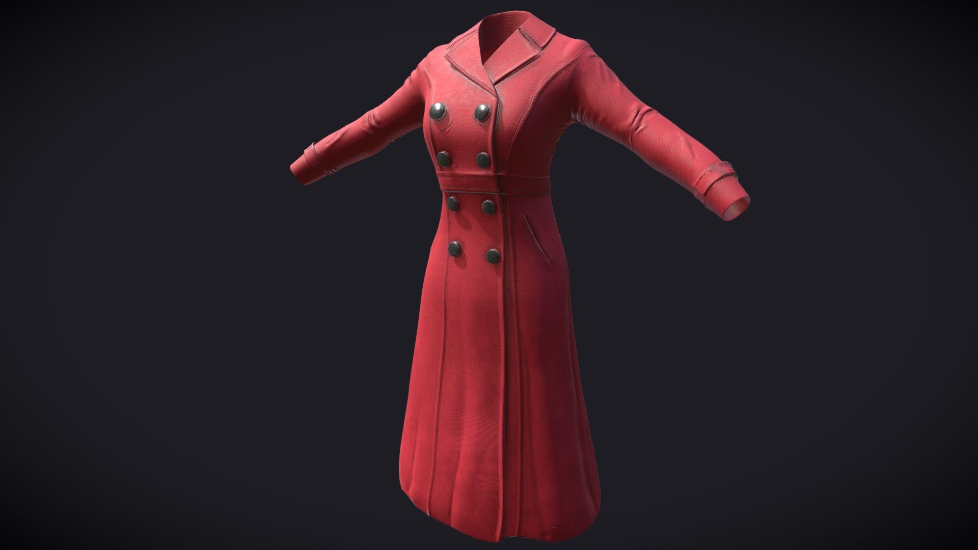 Long Red Coat - 3D model by RCHannah [d4b1cb7] - Sketchfab