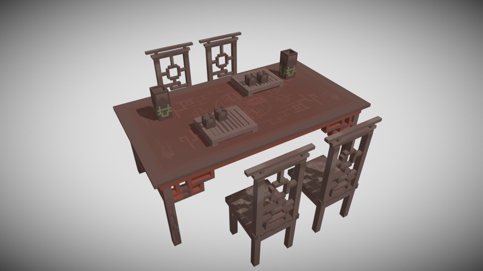 Traditional Square Table Set - Download Free 3D model by Staralighto ...
