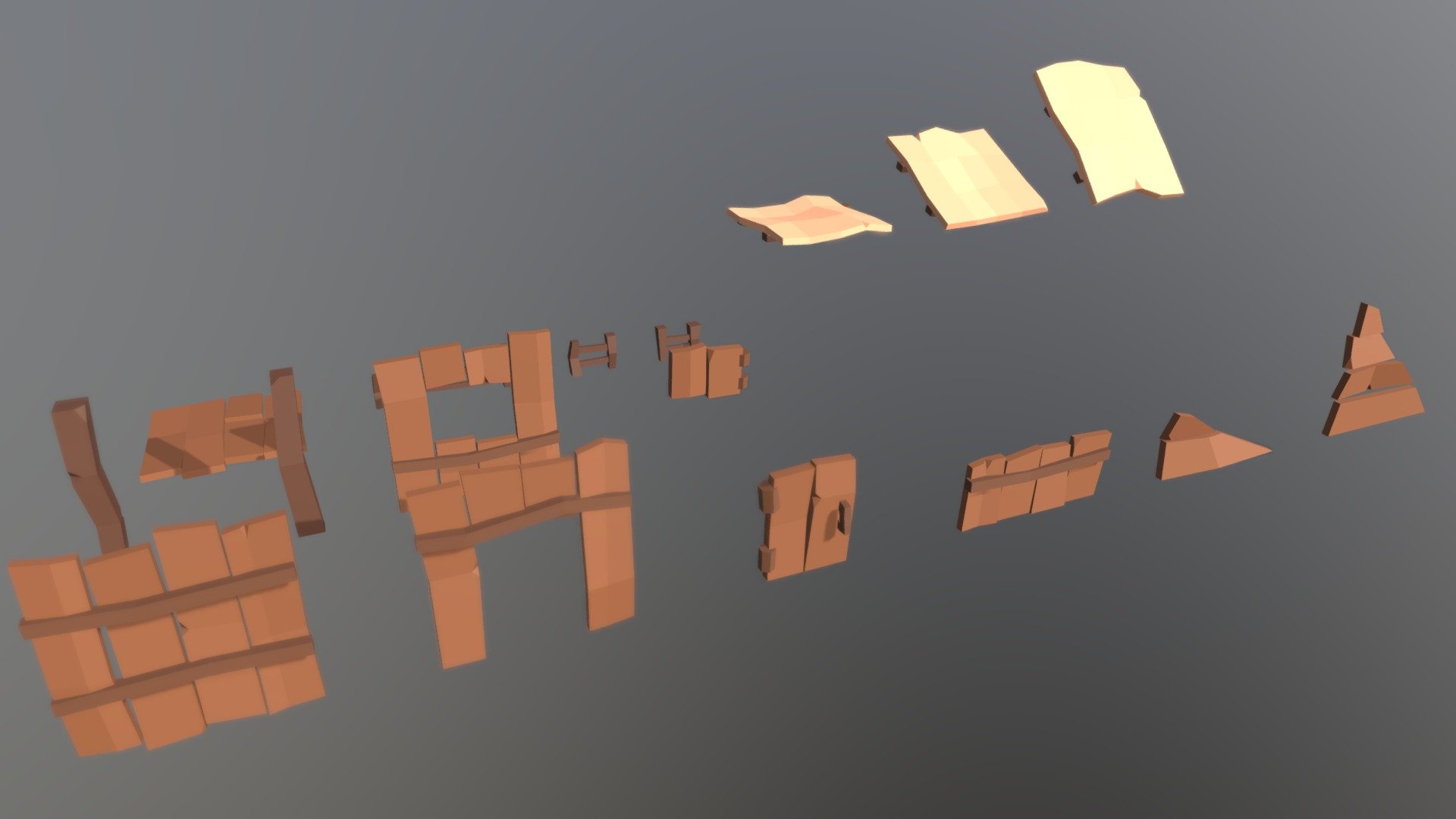 LOW POLY SIMPLE WOOD MODULAR STRUCTURES - Download Free 3D model by ...