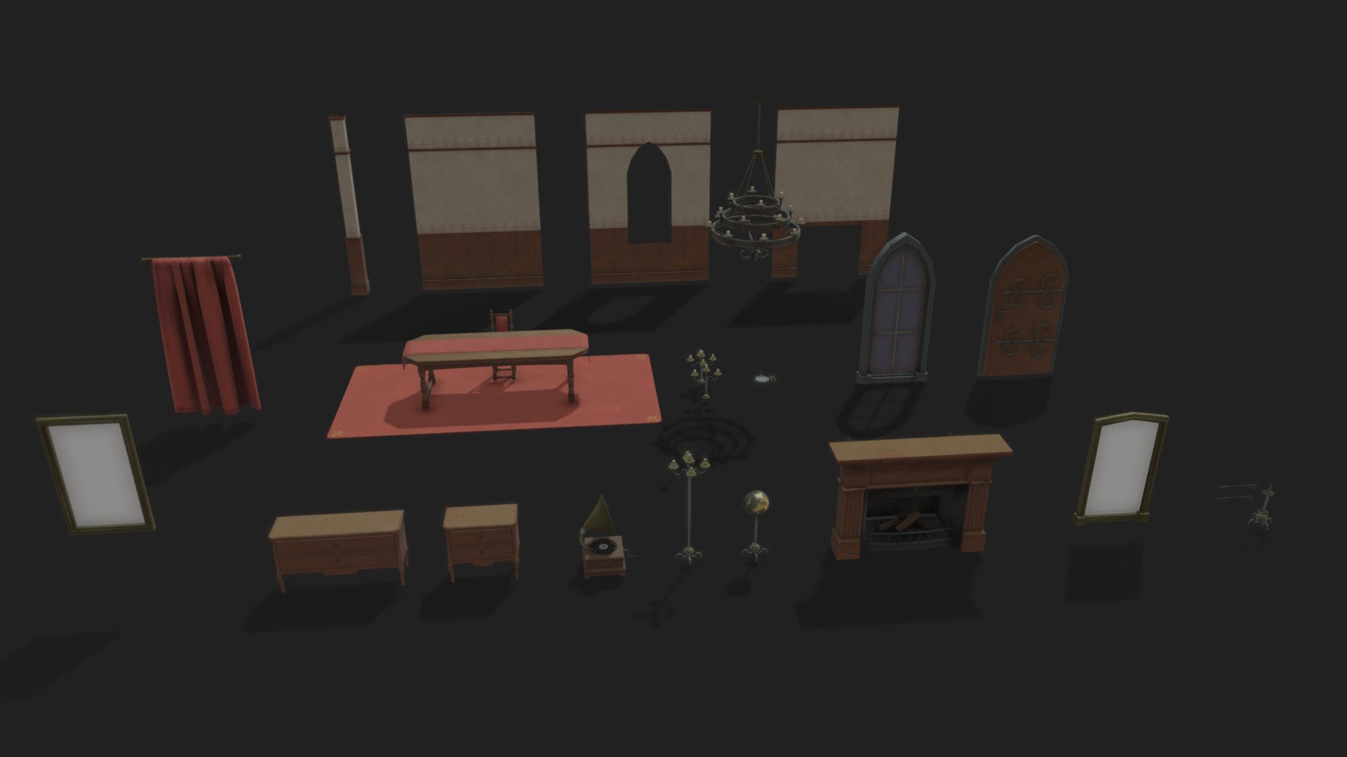 Castle Living Room - Game Asset Pack - Download Free 3D model by Thomas ...