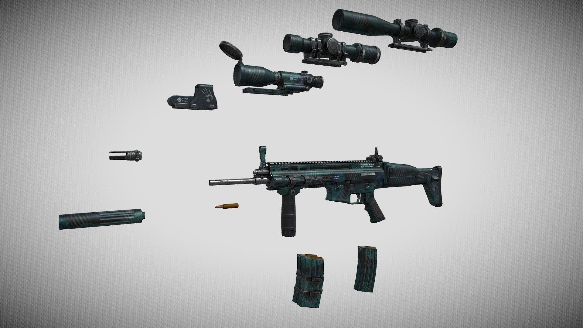 Scar FN - Dragon skin Low poly - Buy Royalty Free 3D model by ...