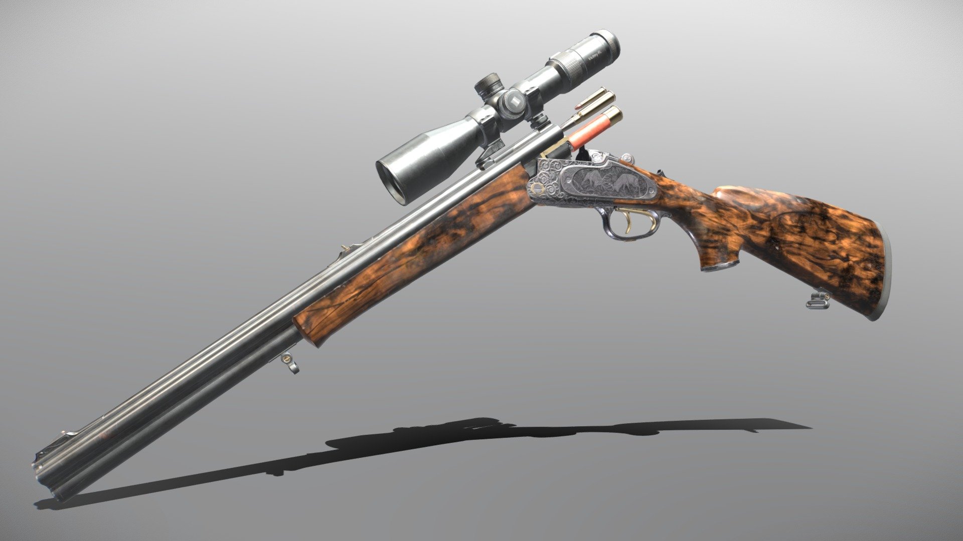 Vierling Hunting Rifle - Custom AAA-game FPS - 3D model by Peter Holton ...