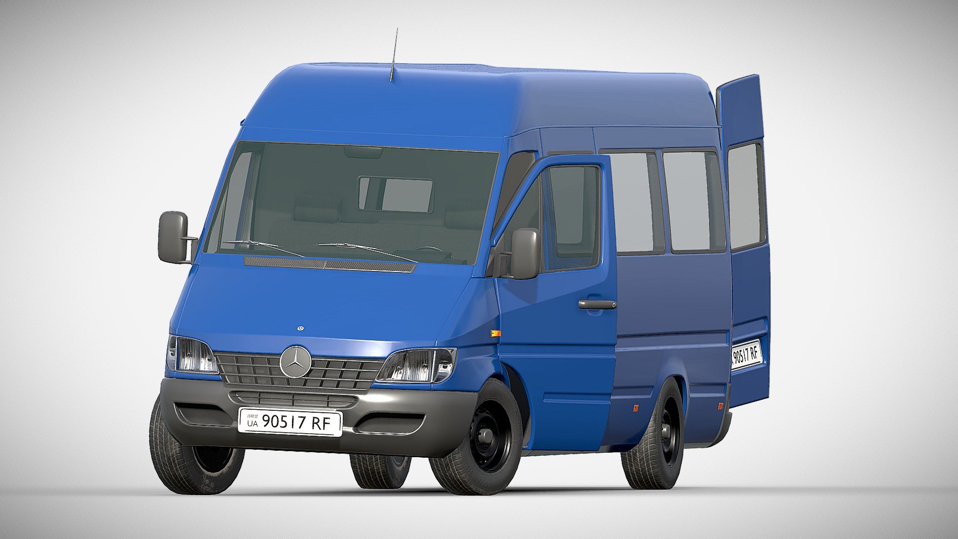 Lowpoly Mercedes Benz Sprinter Van Blue - Buy Royalty Free 3D model by ...