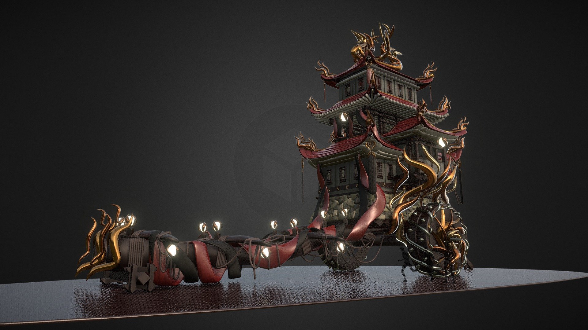 The Shogunate - Gosho Guruma - Great Oxen Cart - Buy Royalty Free 3D ...