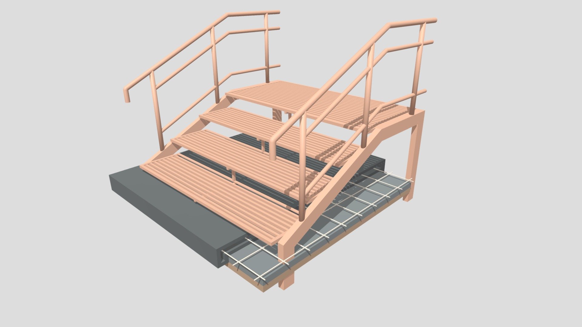 Entrance Stairs Perron with slab and railings - 3D model by ostrogotsky ...