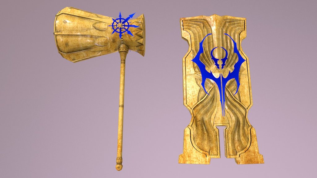 Great Hammer and Greatshield - 3D model by Joshua Valino (@joshval ...