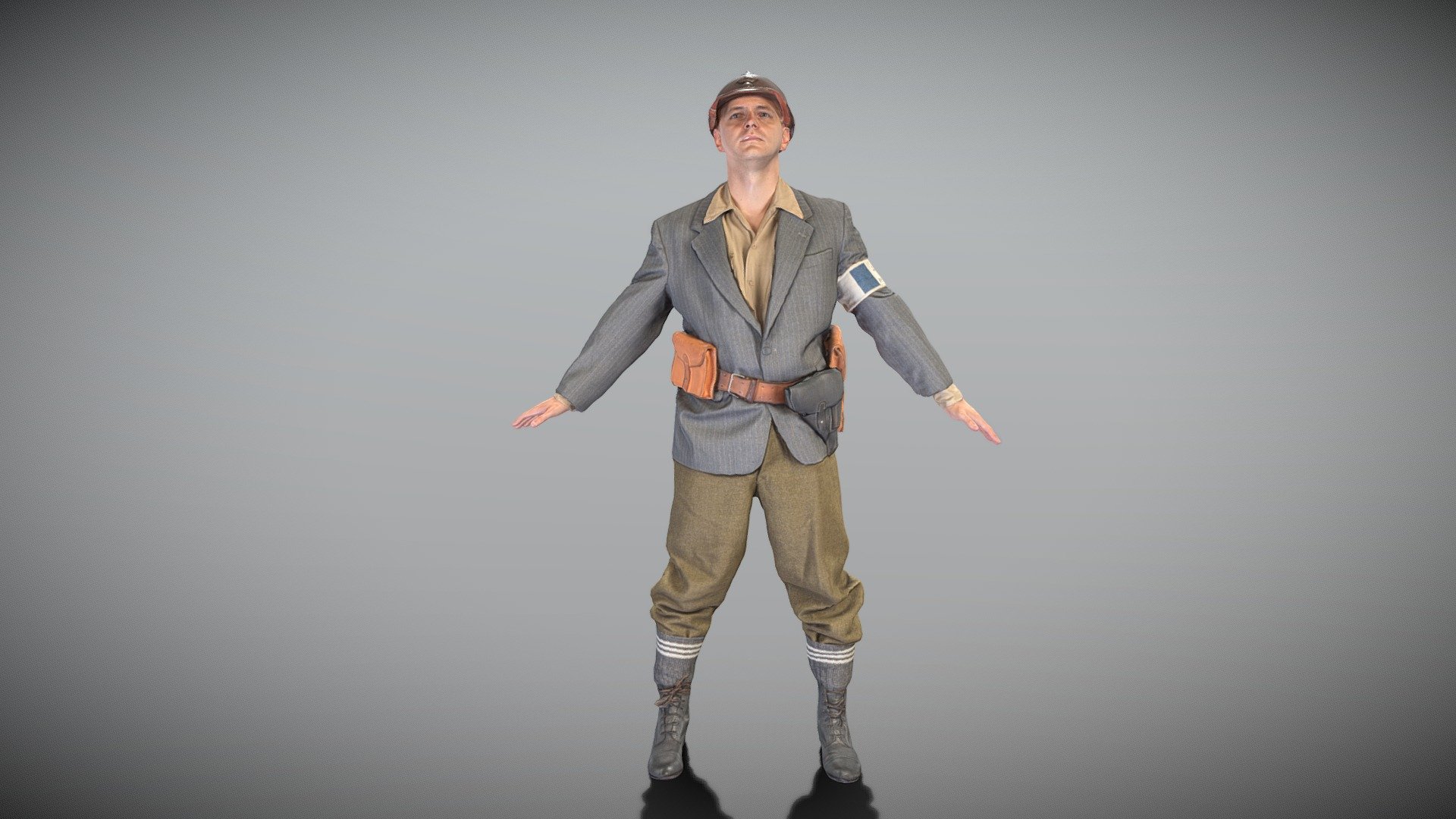 French soldier from WW2 ready for animation 425 - Buy Royalty Free 3D ...