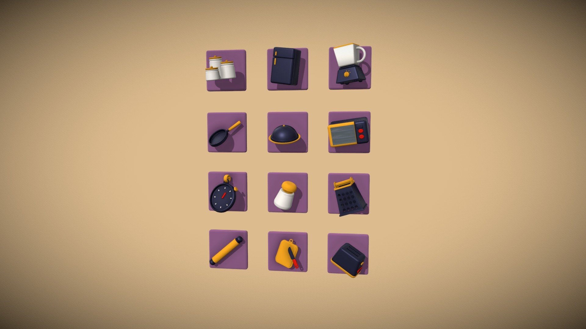 Kitchen Icons Set - Download Free 3D model by oleg.nikitin [d54446d ...