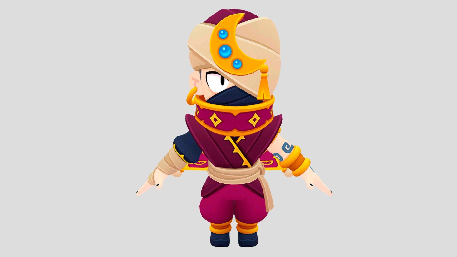Thief Edgar T- Pose 3d Model Brawl Stars - Download Free 3D model by ...