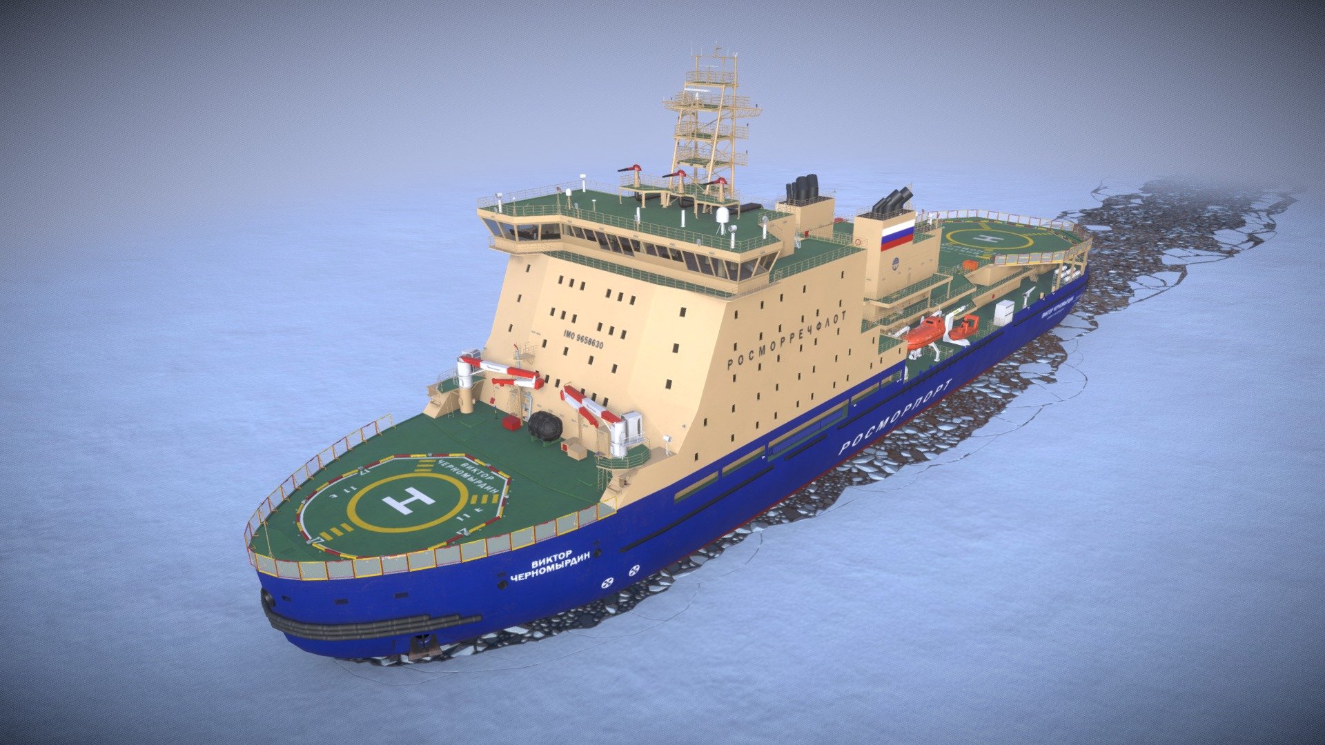 Icebreaker LK-25 Viktor Chernomyrdin Day Scene - 3D model by pukamakara ...