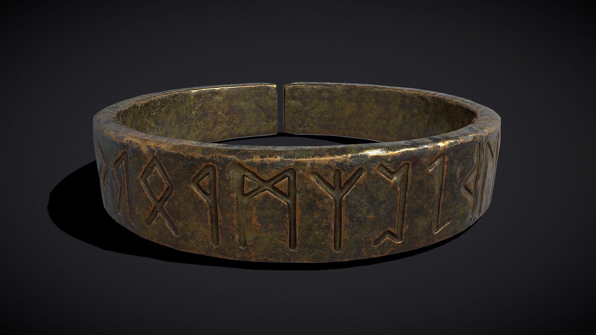 Gold Viking Rune Ring - Buy Royalty Free 3D model by ...
