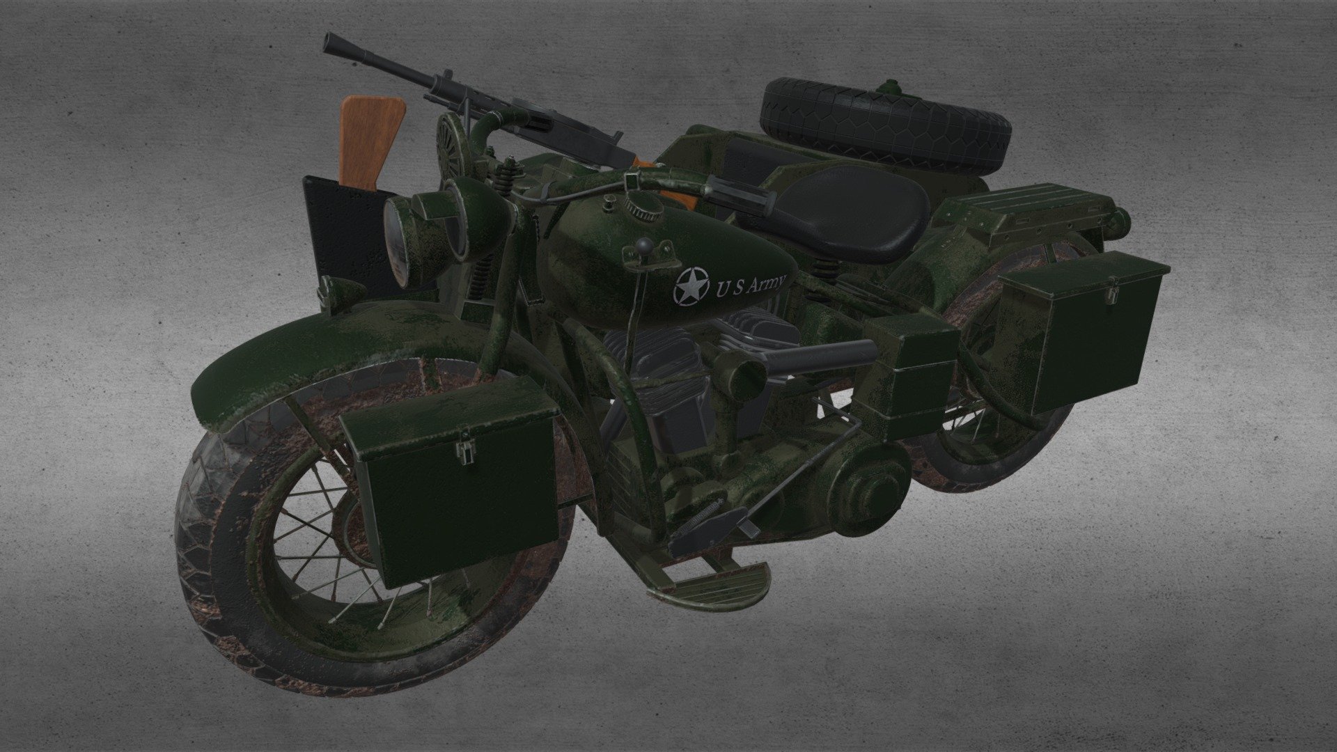 Harley-Davidson 42WLA with sidecar - 3D model by blendsterlicious ...