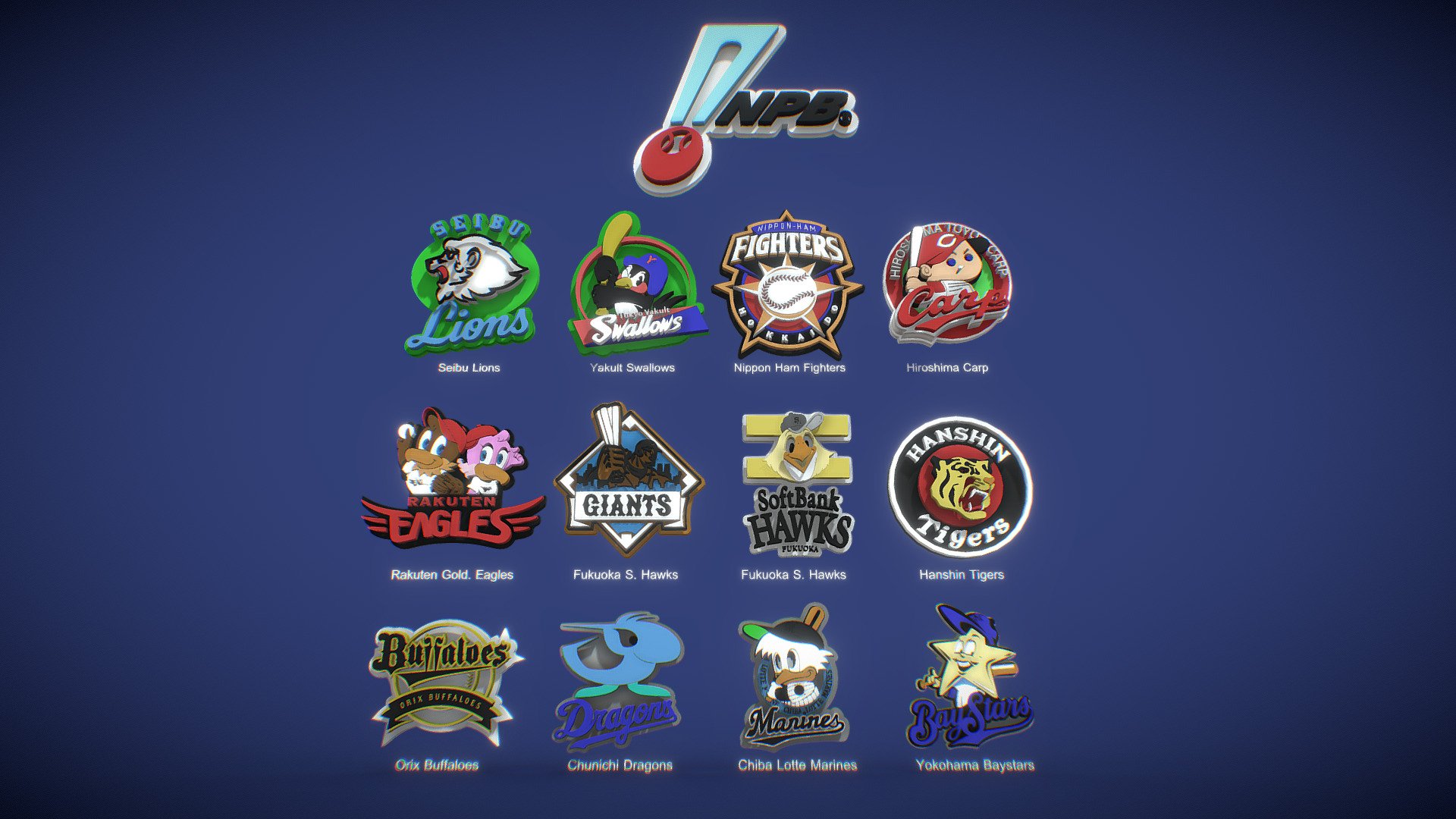 NPB all teams Keychan printable and renderable - Buy Royalty Free 3D model by generalista3D ...