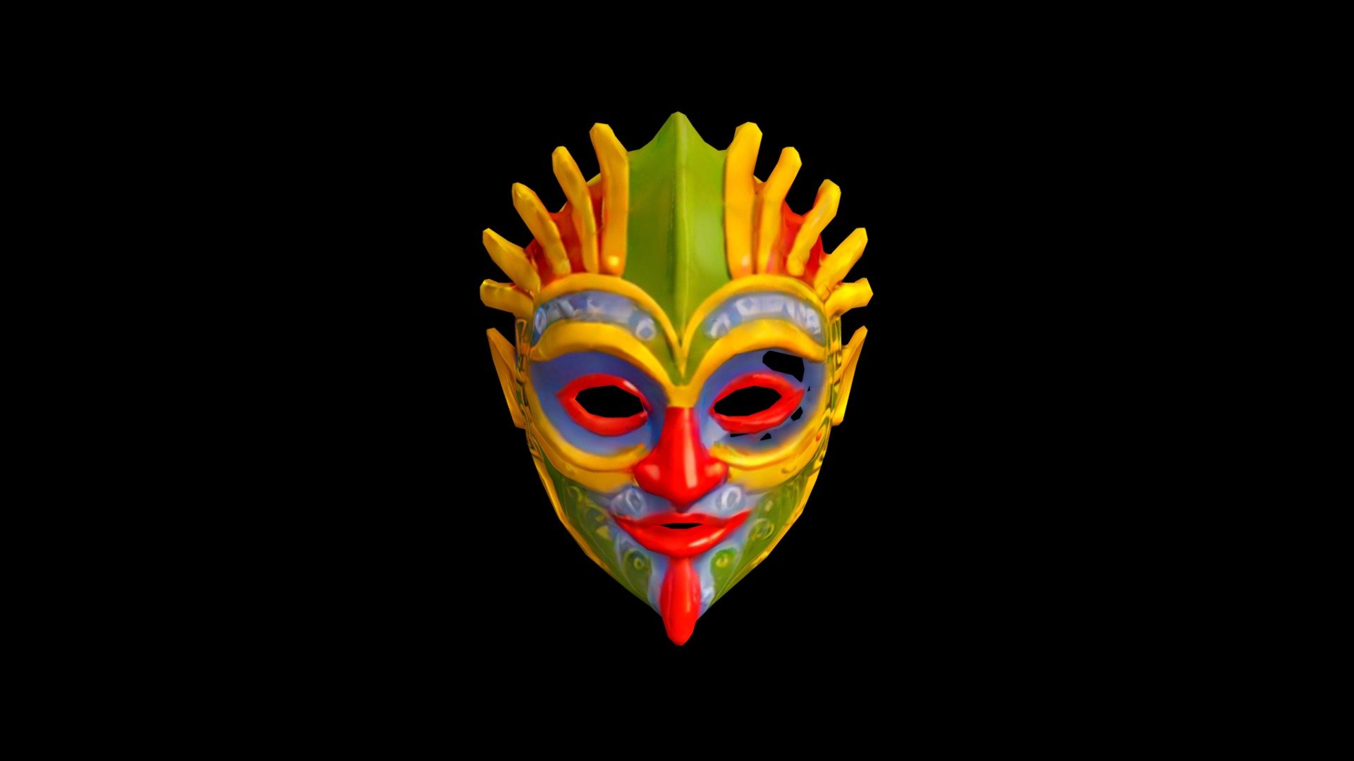 A colorful mask with bright red lips and yellow, - Download Free 3D ...