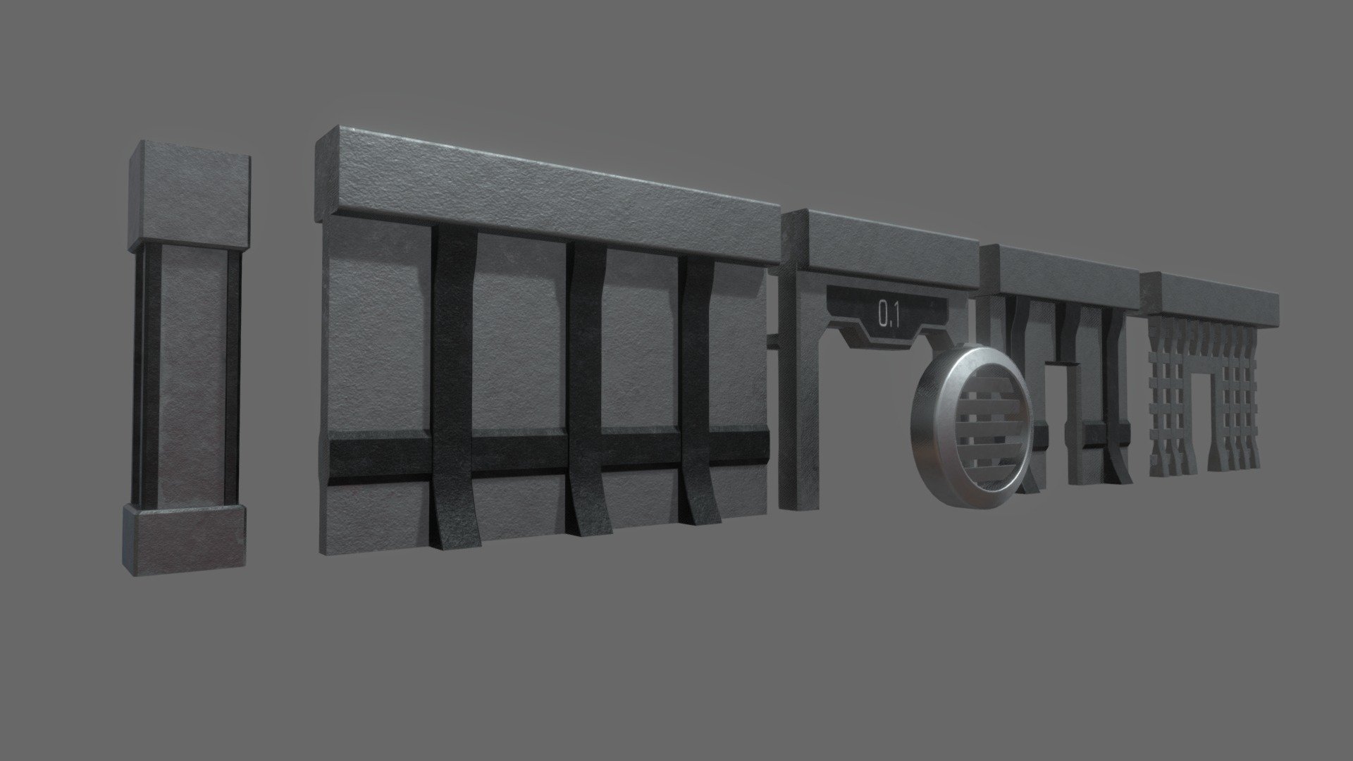 Modular metal walls - Download Free 3D model by Luke.G (@LukeCG ...