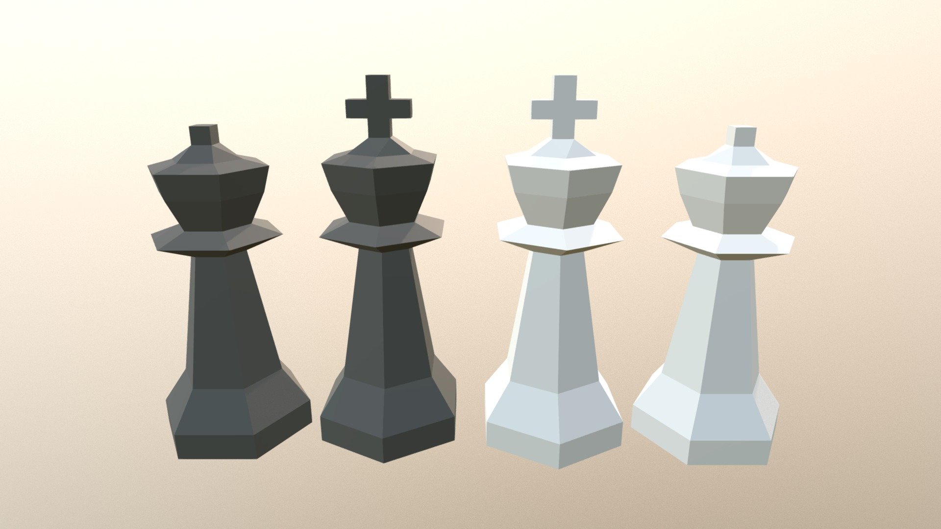 Low-Poly King & Queen Chess Pieces - 3D model by Arvin (@apoddar ...