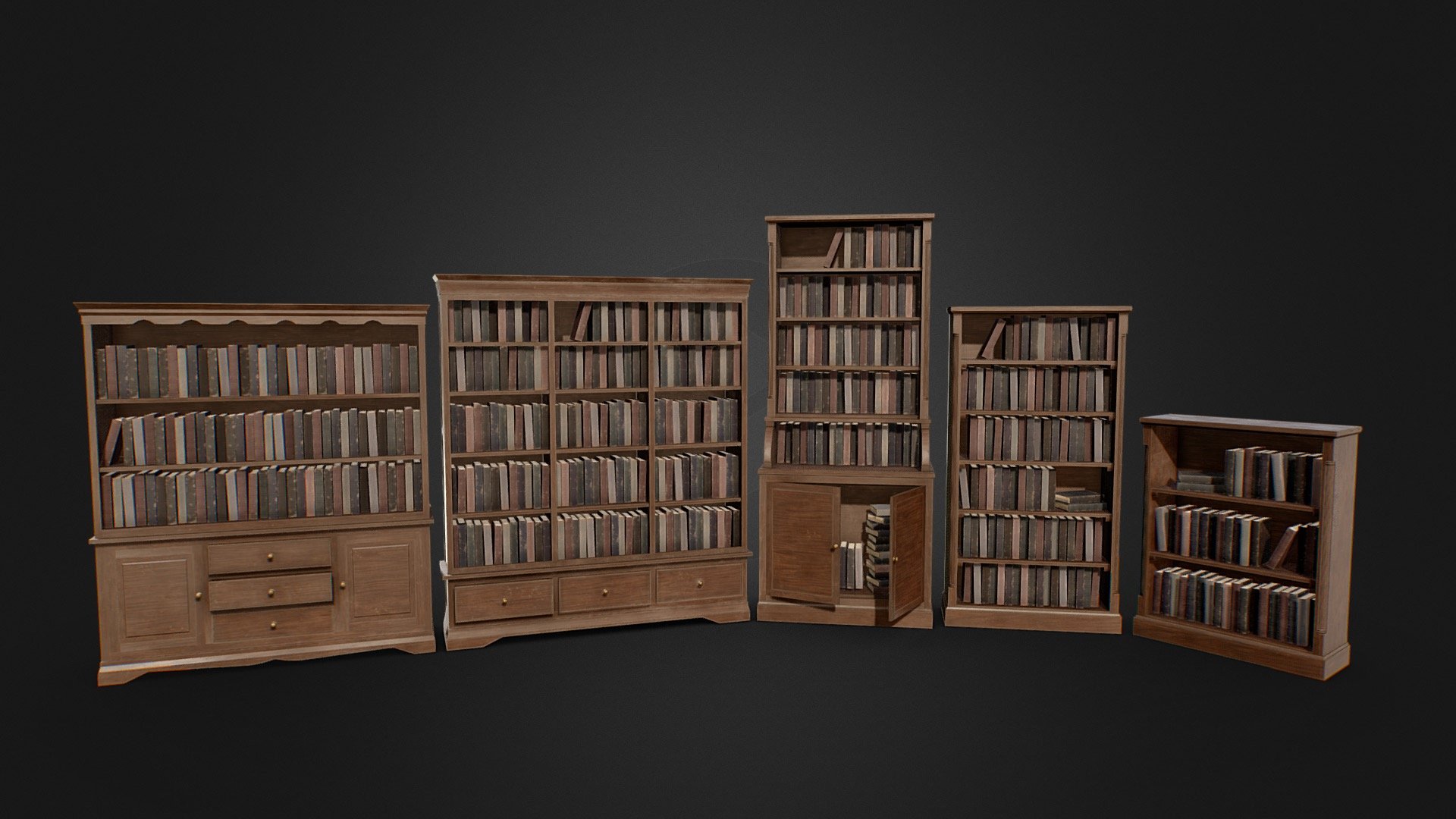 Victorian Bookcase Collection - Buy Royalty Free 3D model by Matthew ...