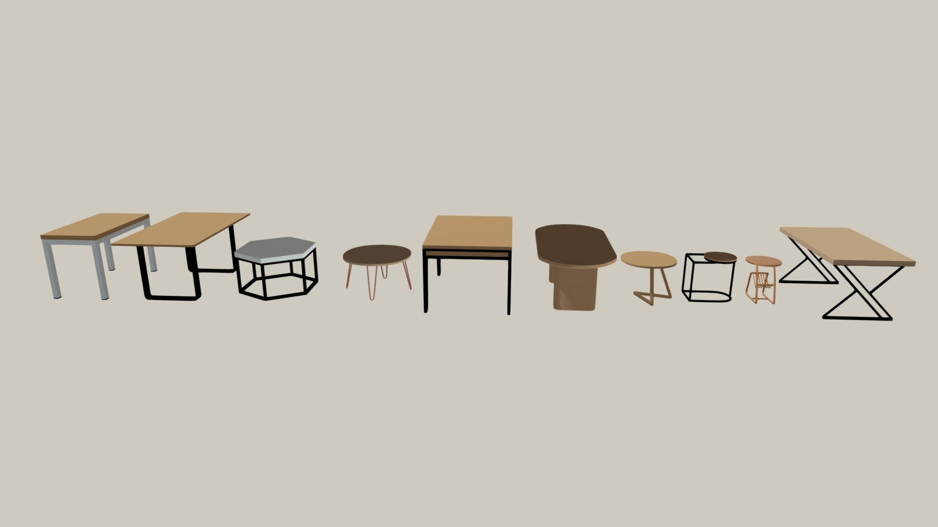 Set of tables - Download Free 3D model by Citron Vert (@citron.vert ...