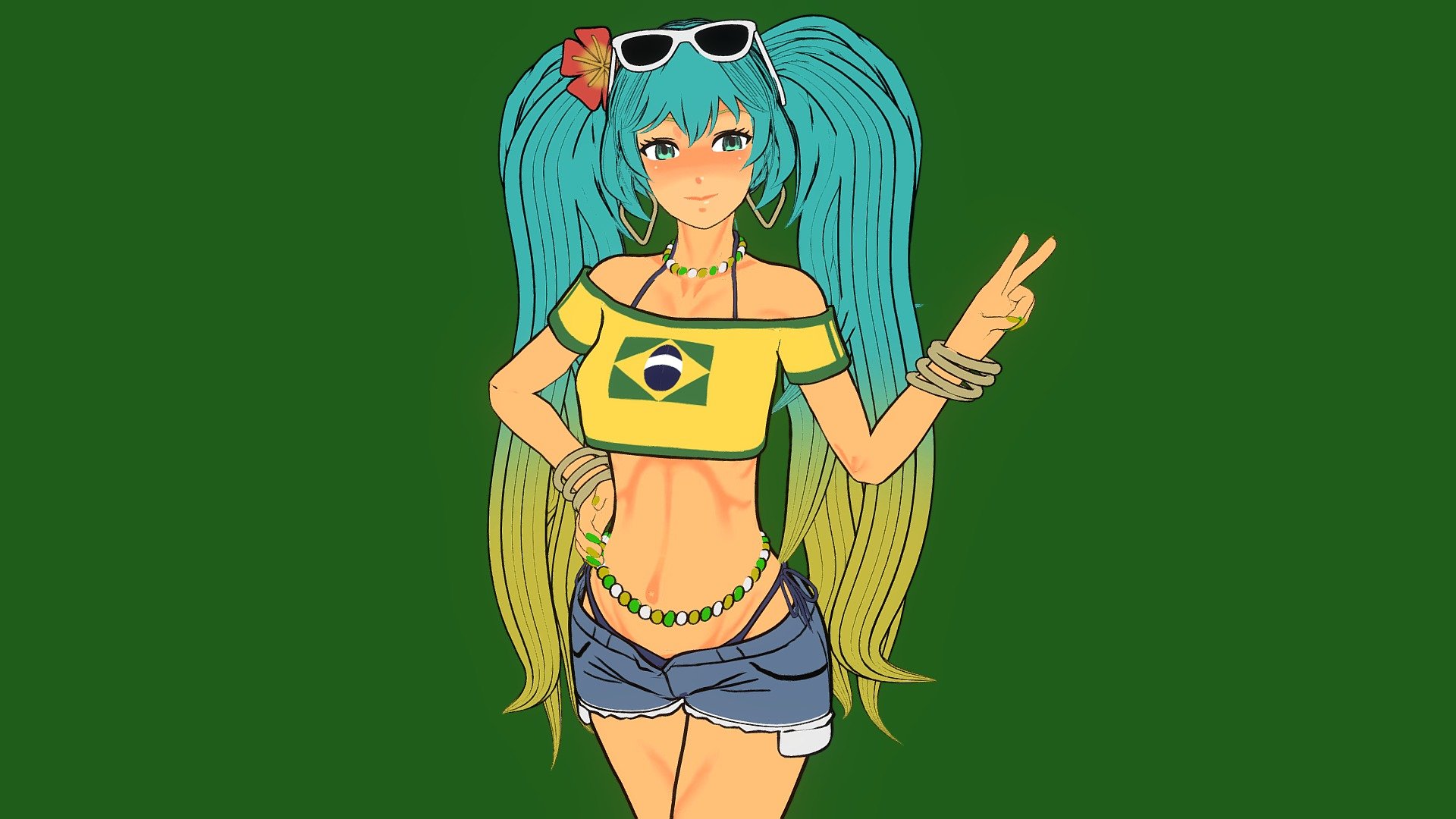 Miku brasileña! Brazilian Miku! - 3D model by walter.villalbasilva [d5d93dc] - Sketchfab