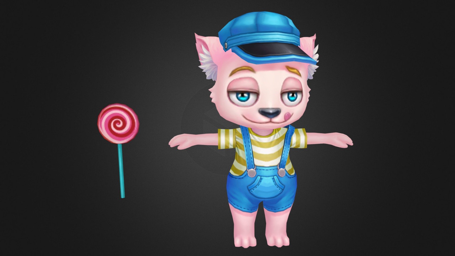 chibi humanoid doggy character with lollipop - 3D model by lydiaqx ...