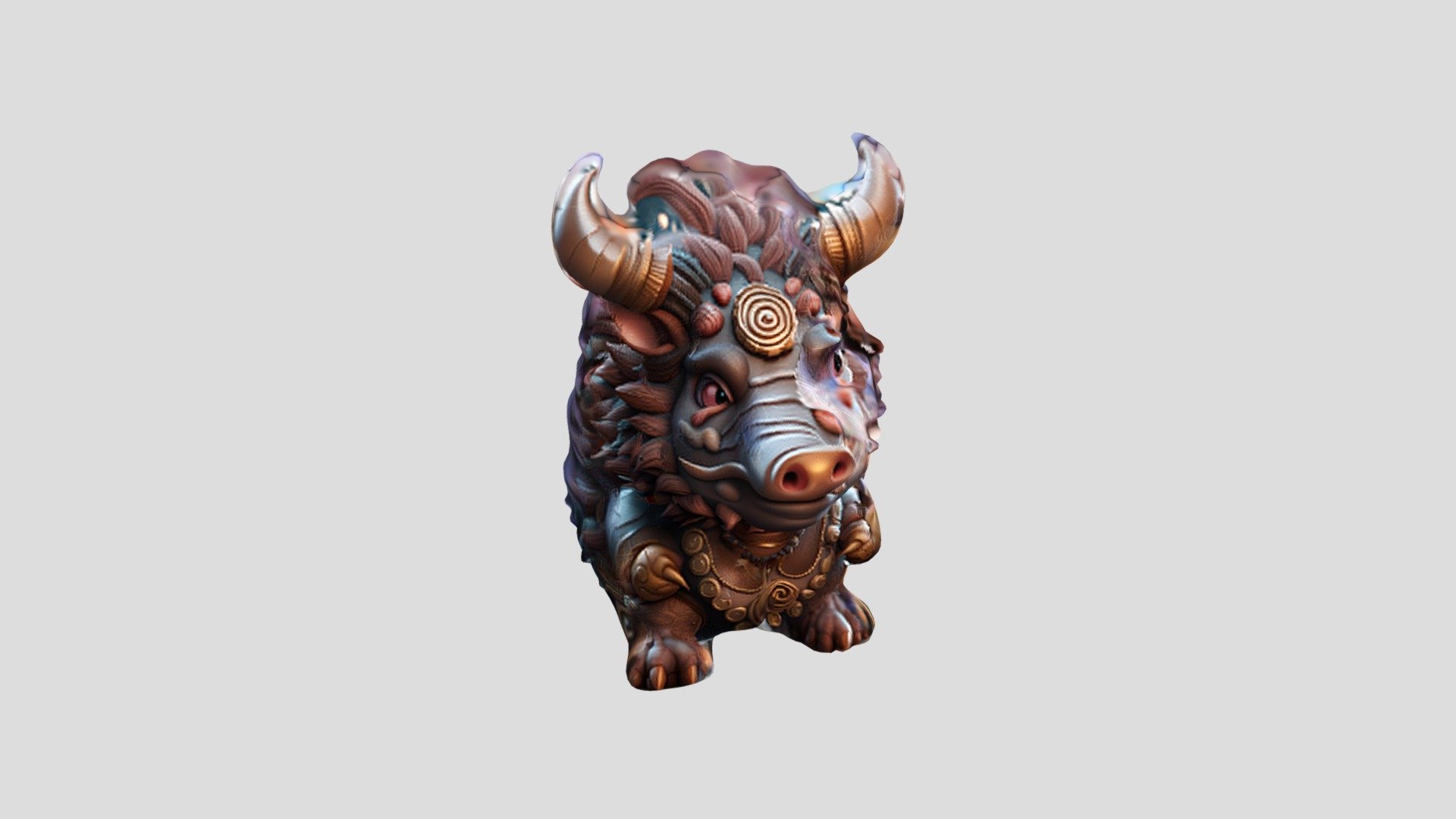 3D render of a mythical creature with horns T - Download Free 3D model ...