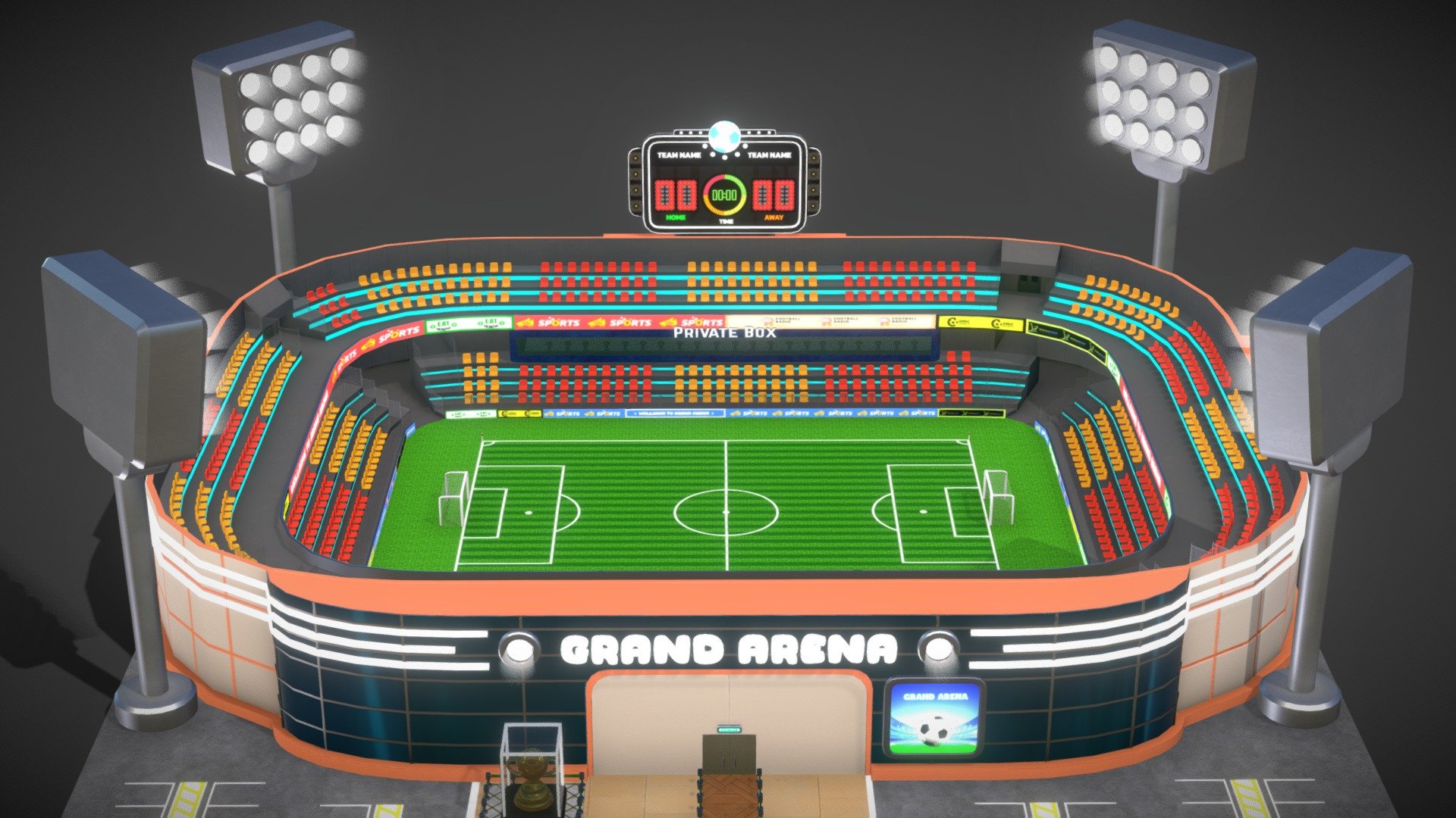 Cartoony football stadium - Buy Royalty Free 3D model by Blooming ...