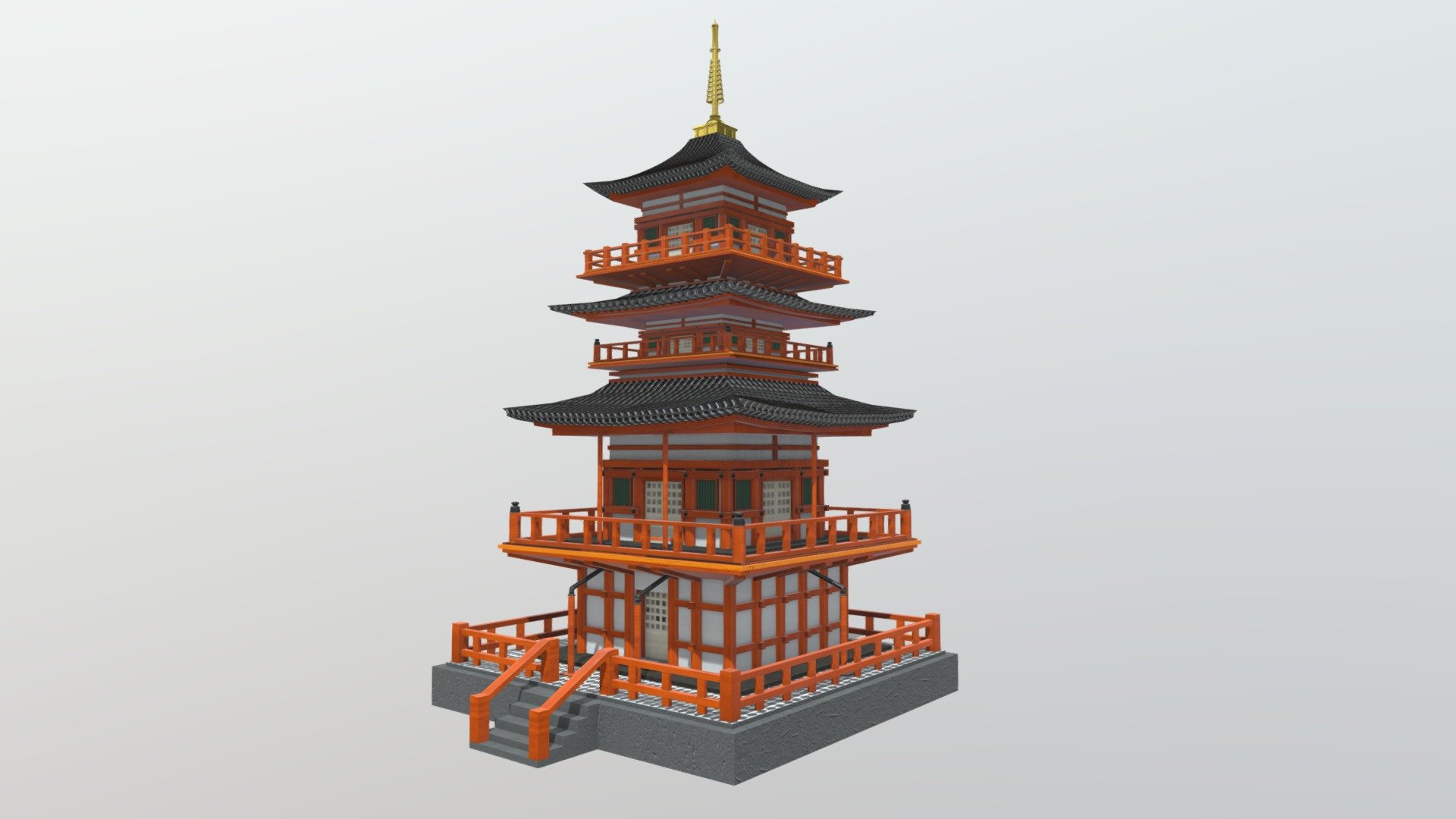Japanese Temple Model - 3D model by Aditya Voxel (@Adityakm) [d60831e ...