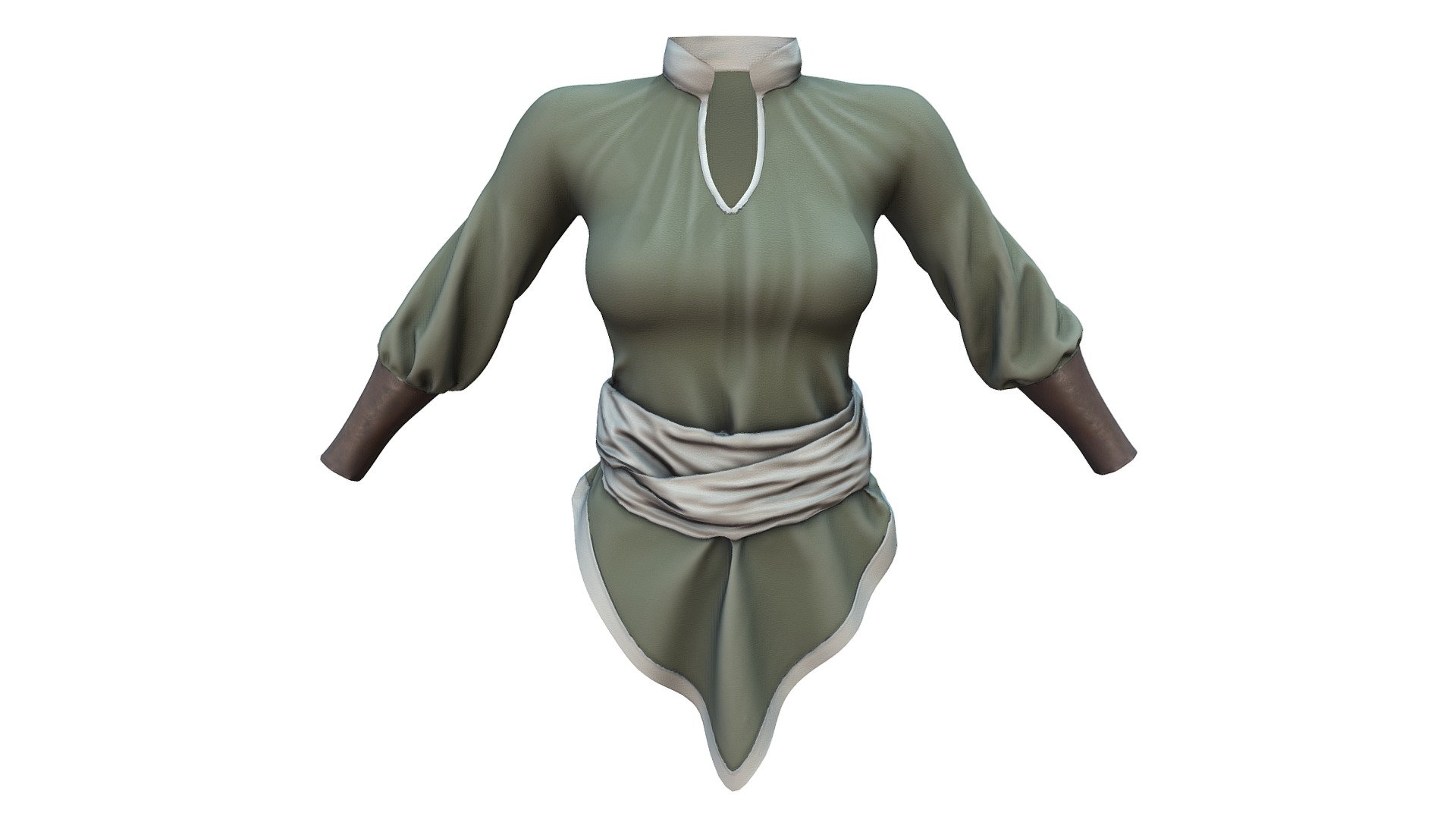 Female Fantasy Tunic With Wrapped Waist - Buy Royalty Free 3D model by ...