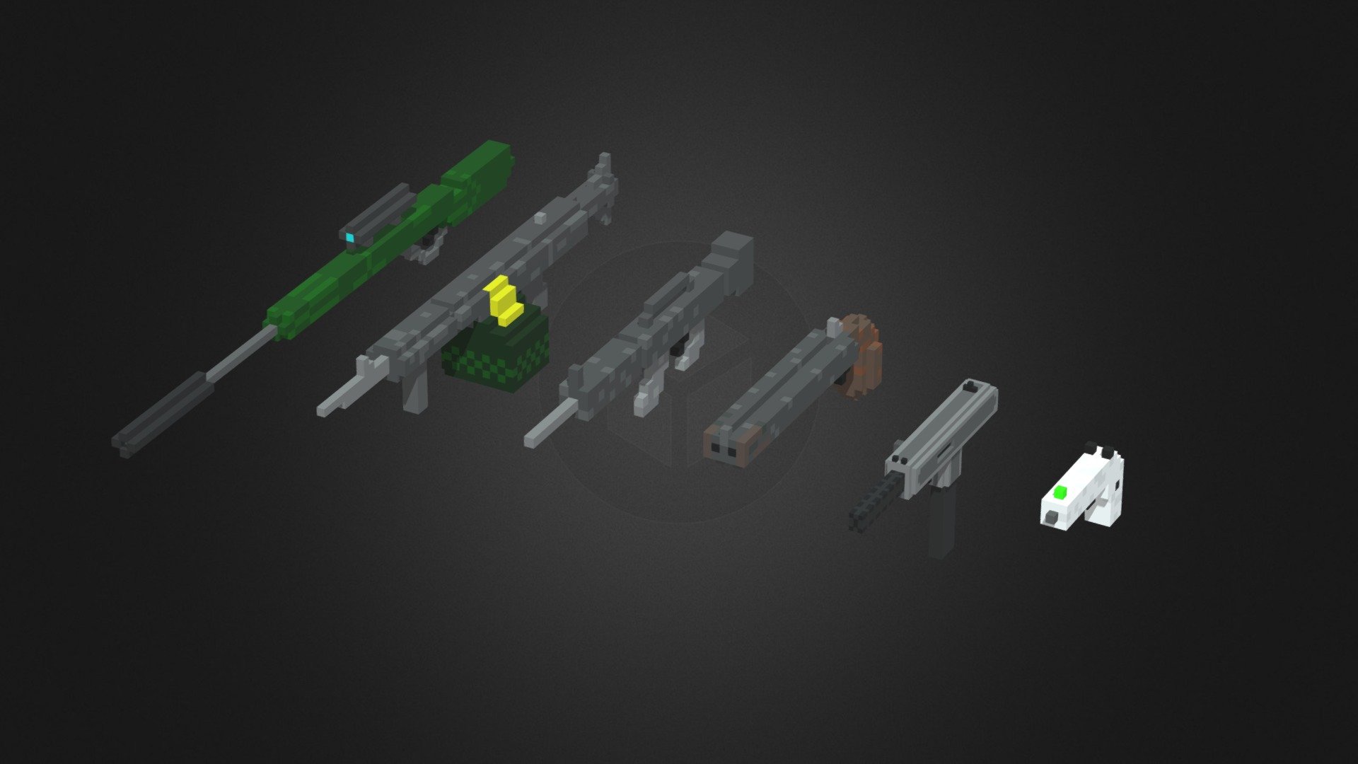 Voxel Gun Pack - Download Free 3D model by tatami11 [d616eb9] - Sketchfab