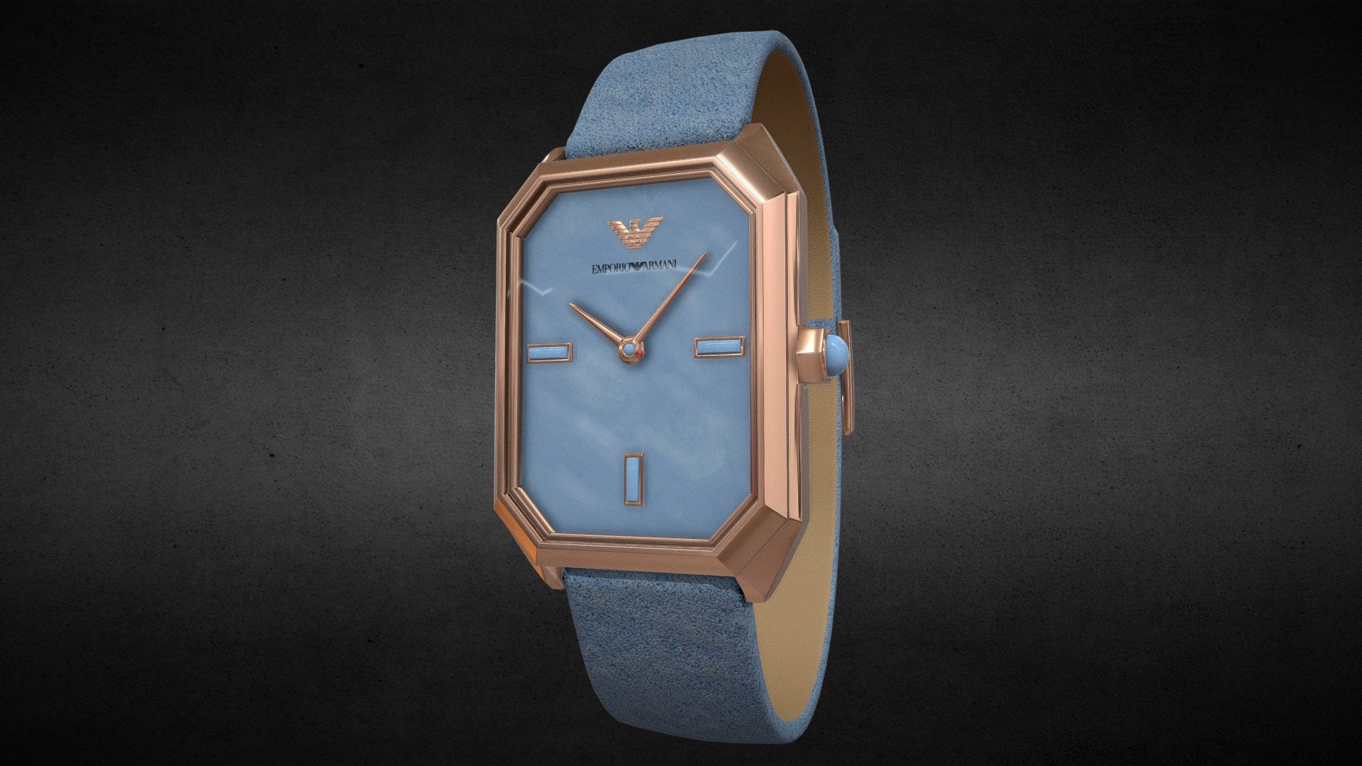 Armani Two-Hand Blue Leather Watch - Buy Royalty Free 3D model by ar ...