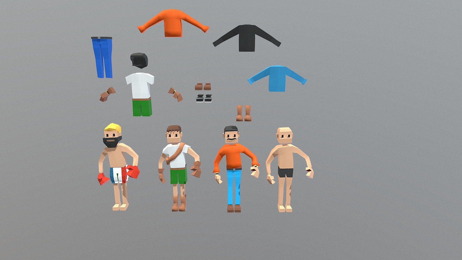 Episode 68 - Low Poly Guy Changeable Clothes - Download Free 3D model ...