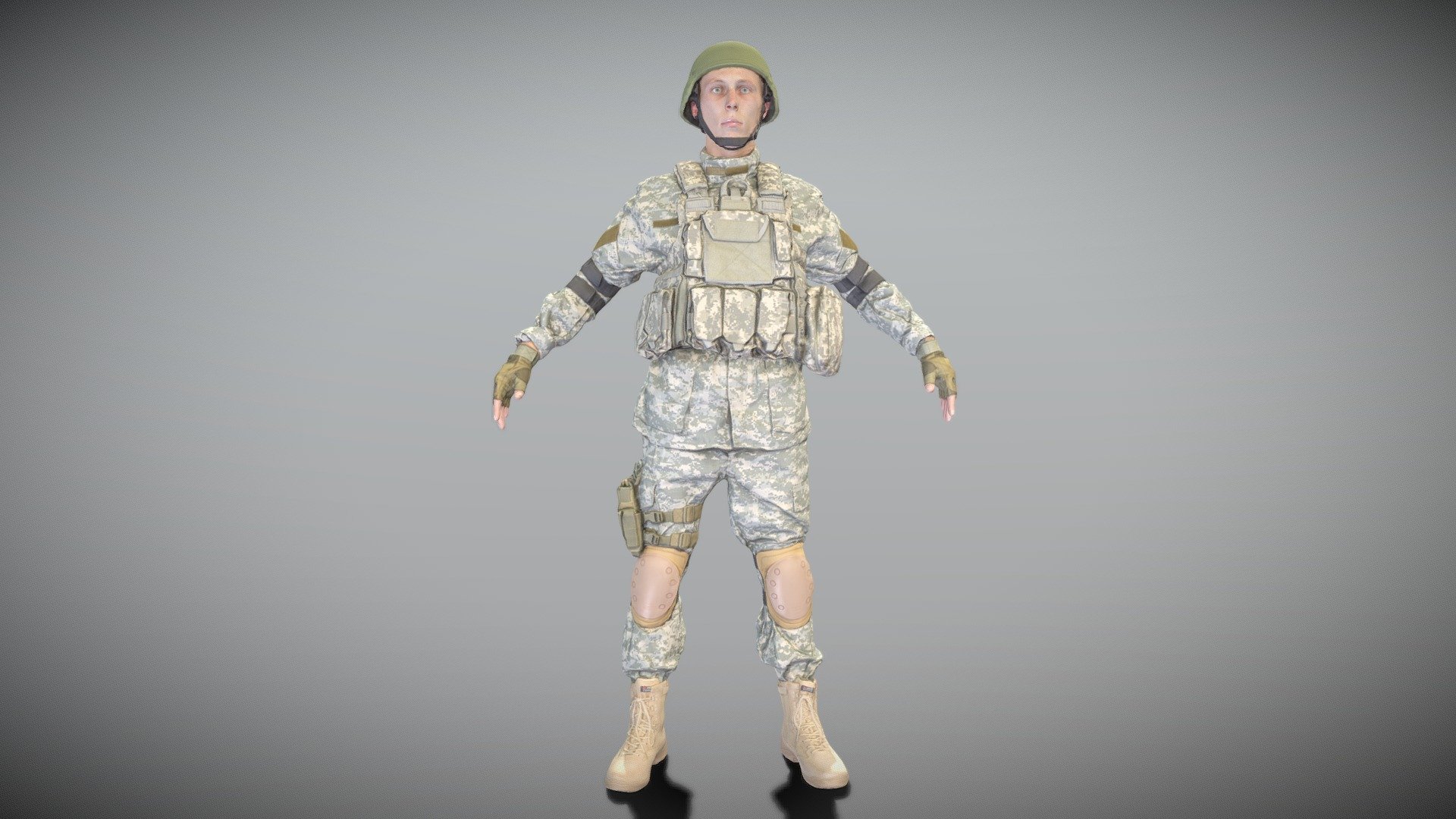 Equipped American soldier in A-pose 340 - Buy Royalty Free 3D model by ...
