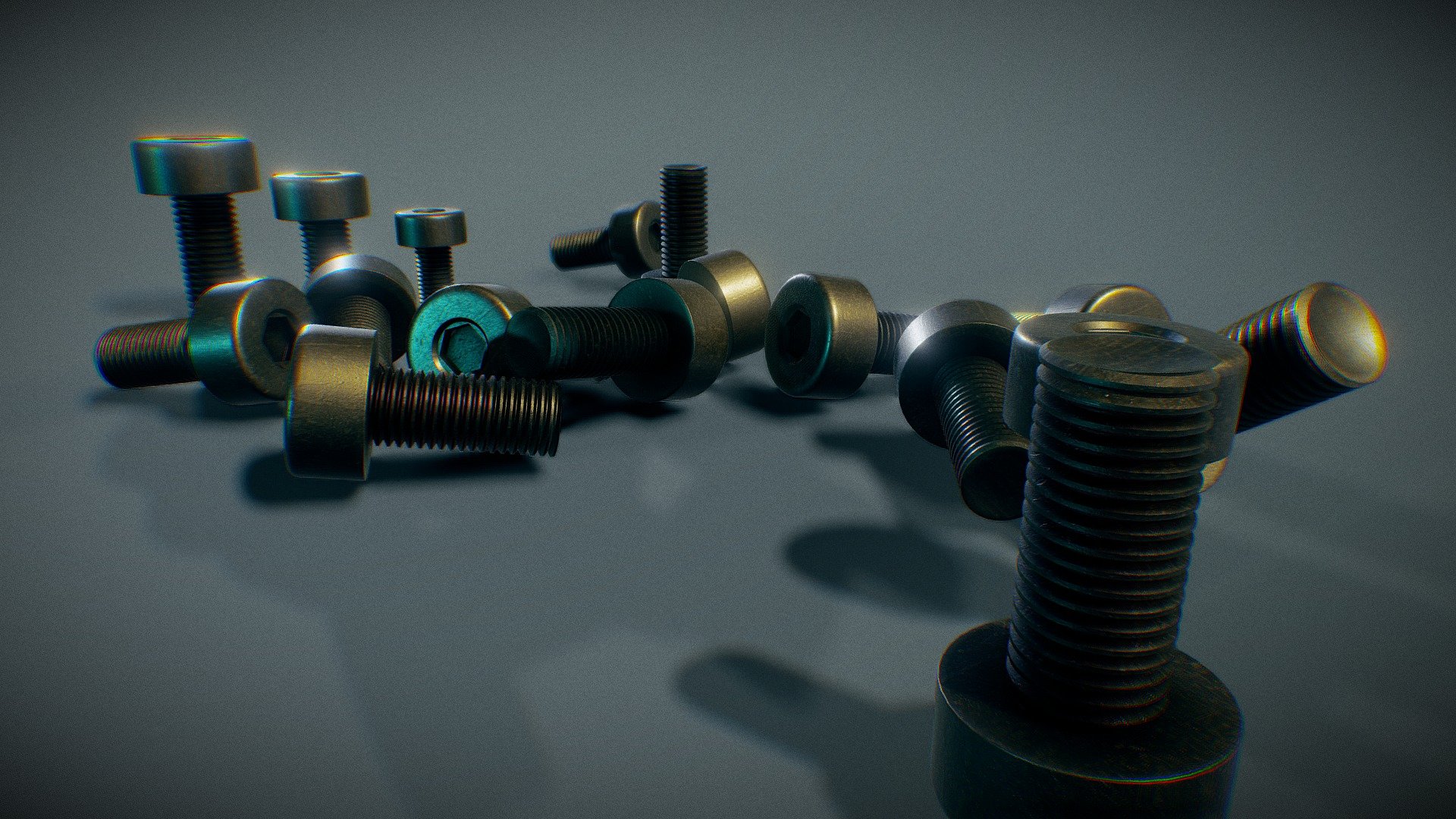 Three sizes of hex Screws 3d animation models - Download Free 3D model ...