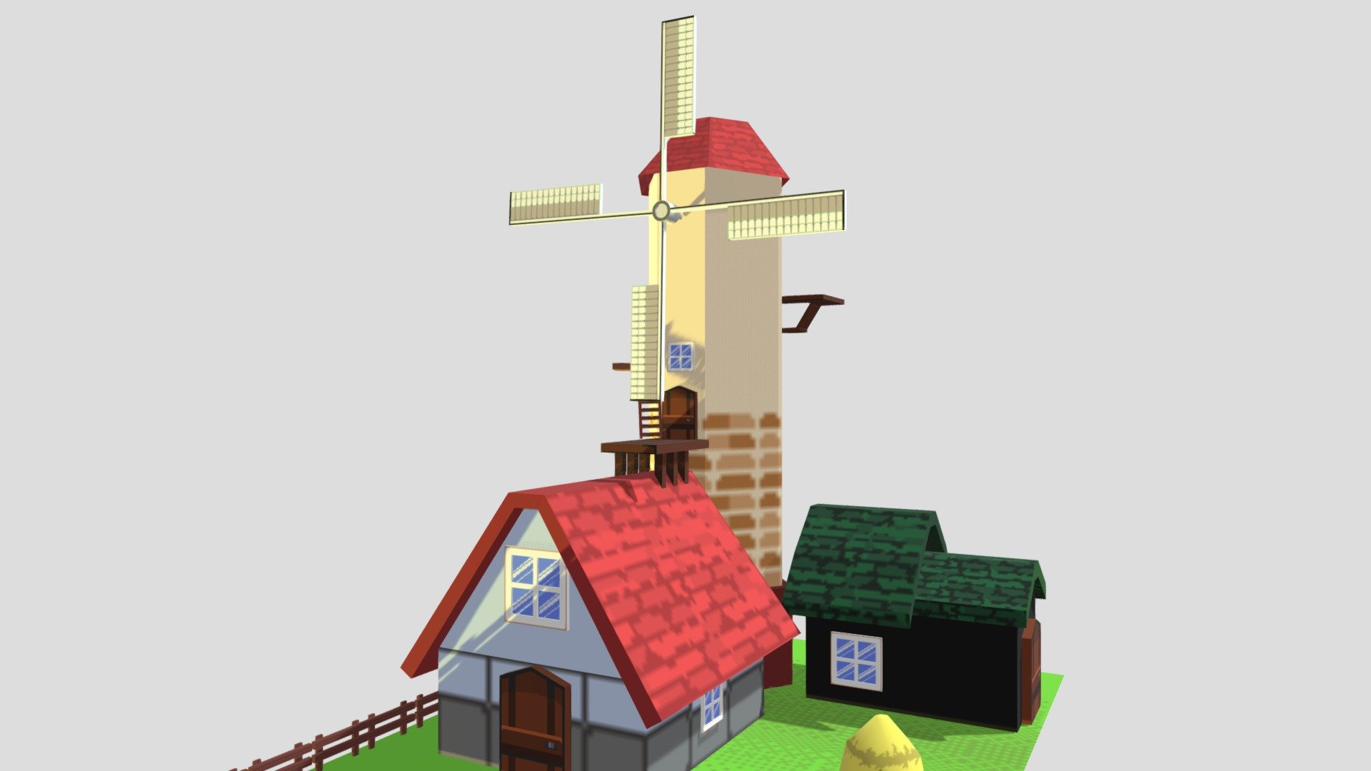 Cozy Windmill - 3D Pixel Texture Model - 3D model by will (@degregori ...