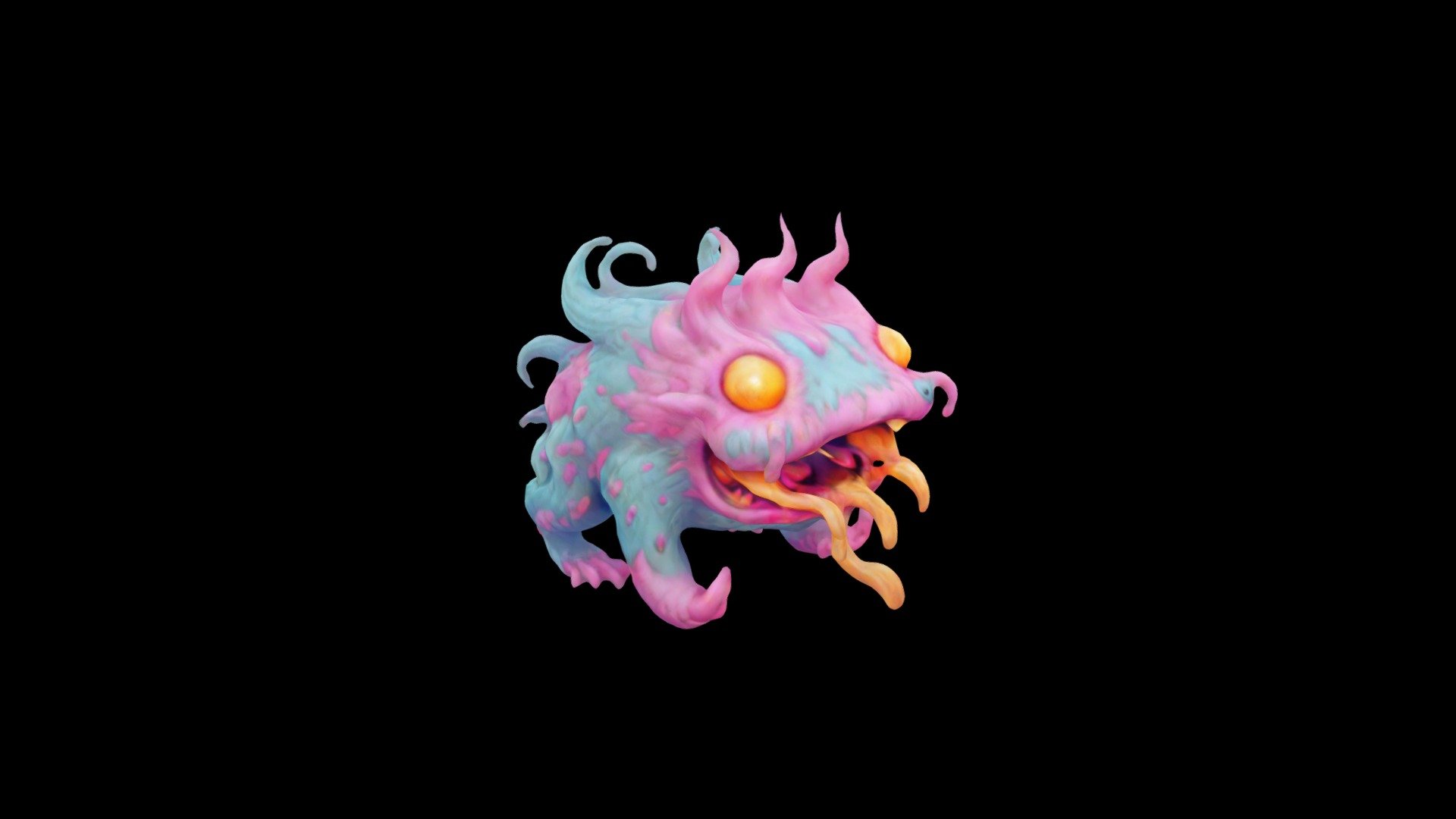 a colorful and abstract creature with pink blue - Download Free 3D ...