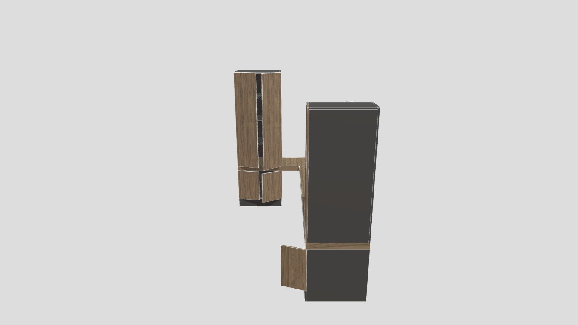Furniture Walnut/Grey v2 - 3D model by Interior Design Cladding (@IDC.Ltd) [d641023] - Sketchfab