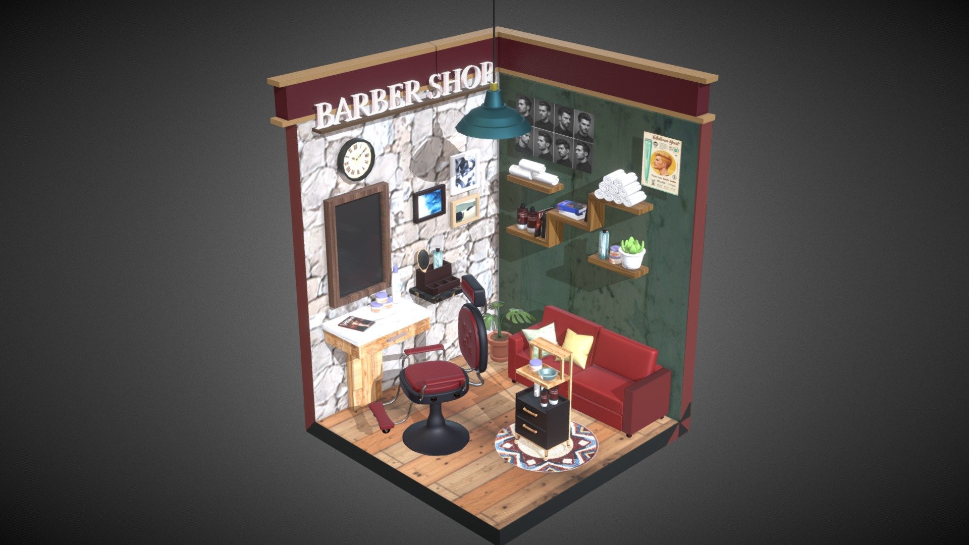 Barber shop - 3D model by redo (@jdh174710) [d641ea7] - Sketchfab