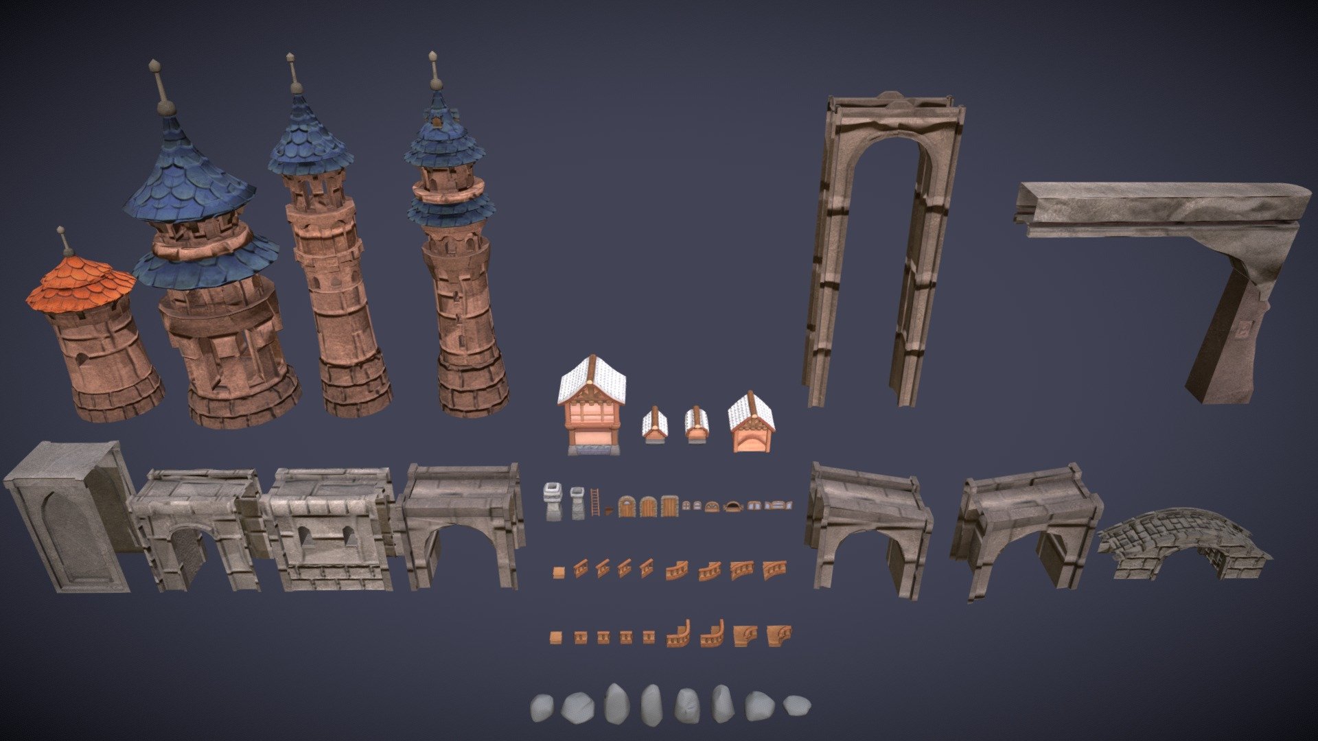 Medieval Building Assets - 3D model by Ramuneko [d648405] - Sketchfab