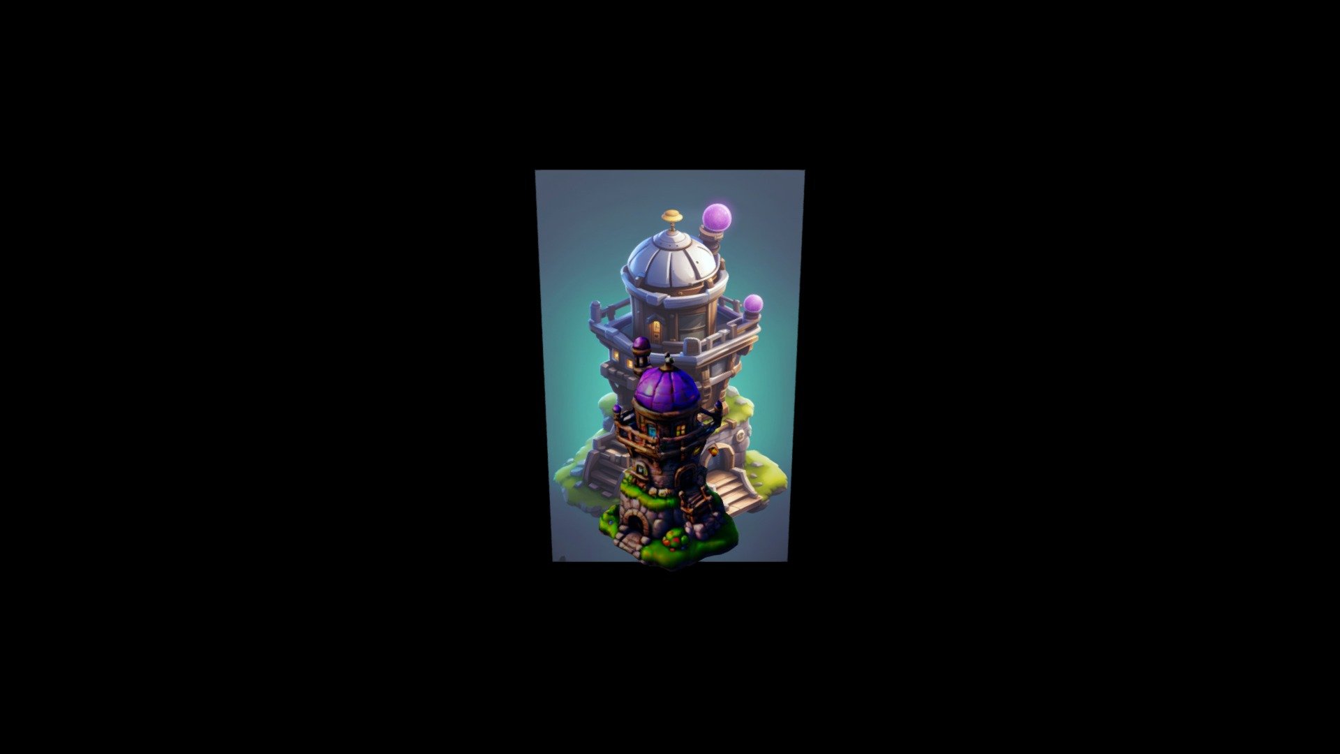 "Fantasy Tower with Purple Mushrooms" A tall, - Download Free 3D model ...