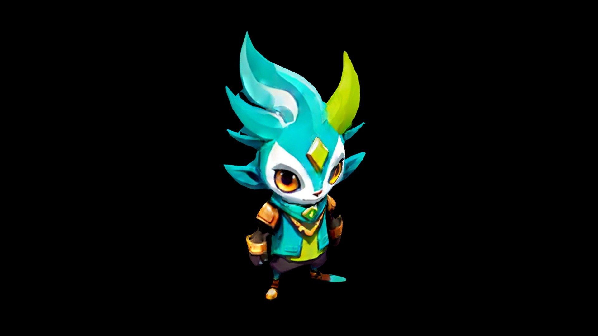 A chibi style character with blue hair, large ye - Download Free 3D ...
