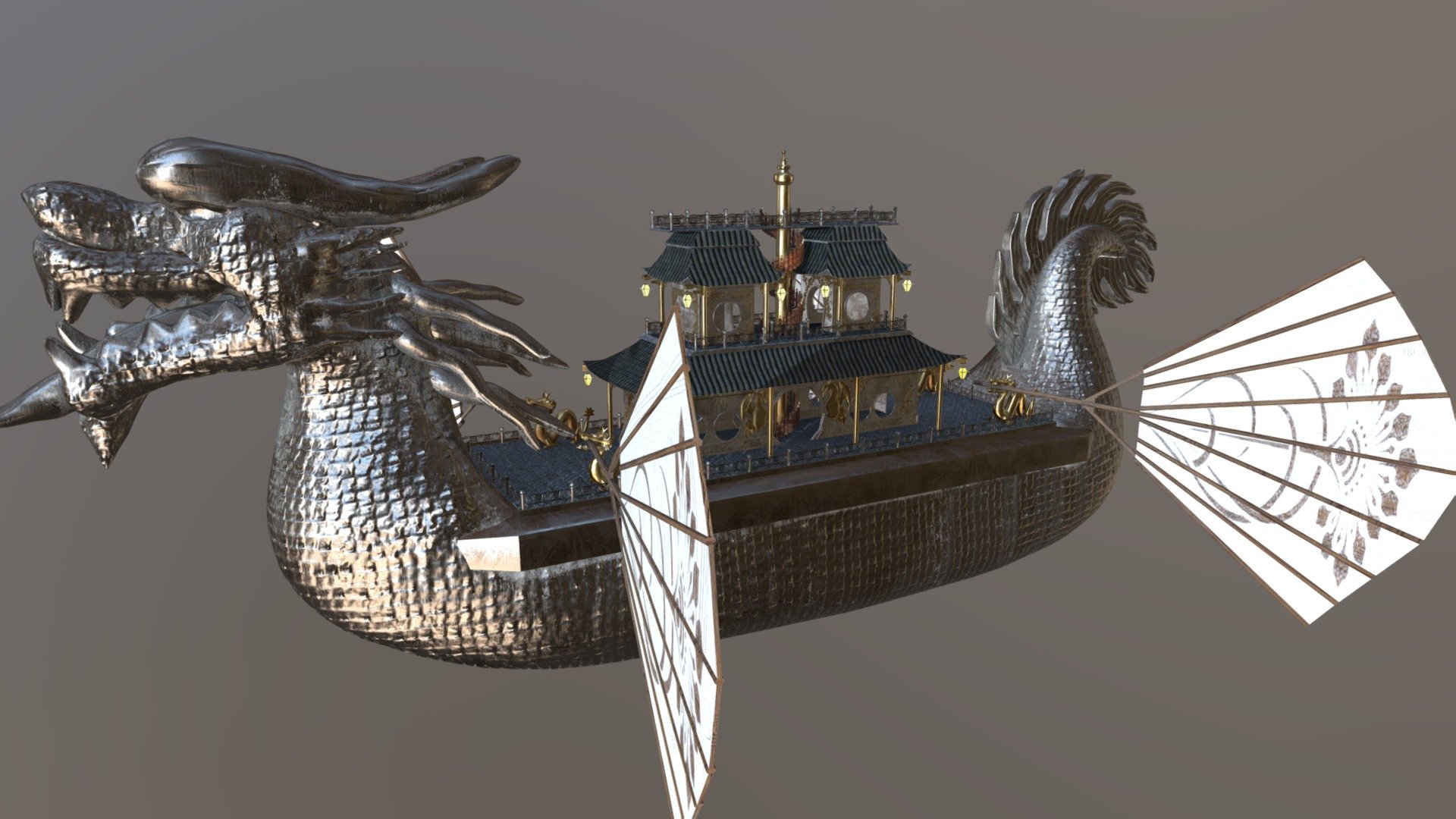 Fantasy Dragon ship - Download Free 3D model by Pikas [d66d61e] - Sketchfab