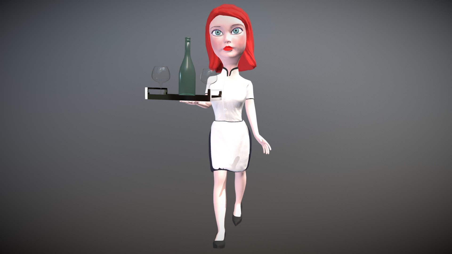 Waitress stylized low poly rigged game ready - Buy Royalty Free 3D ...
